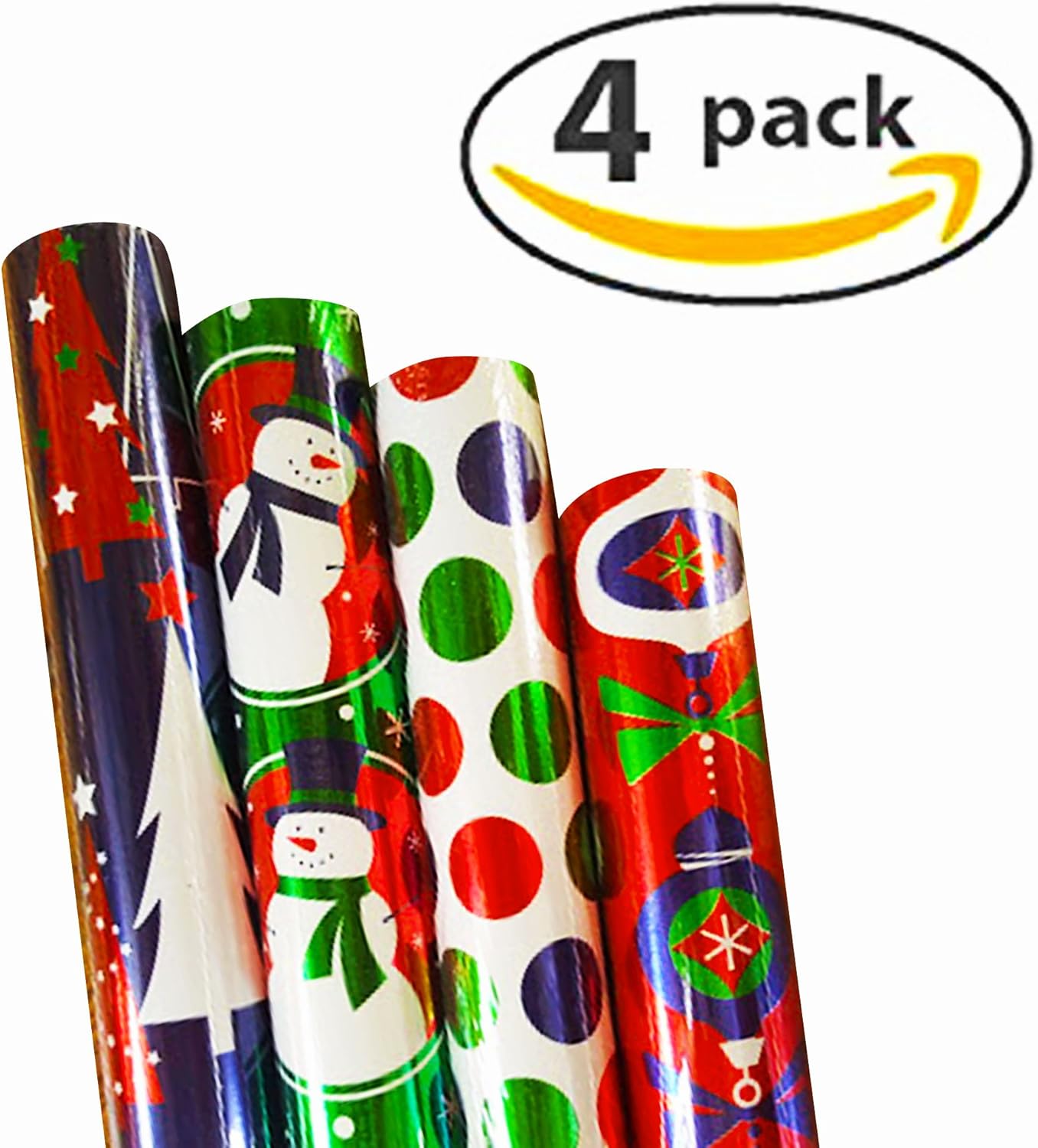 Amazon.com: Premium Metallic Foil Christmas Holiday Wrapping Paper ...