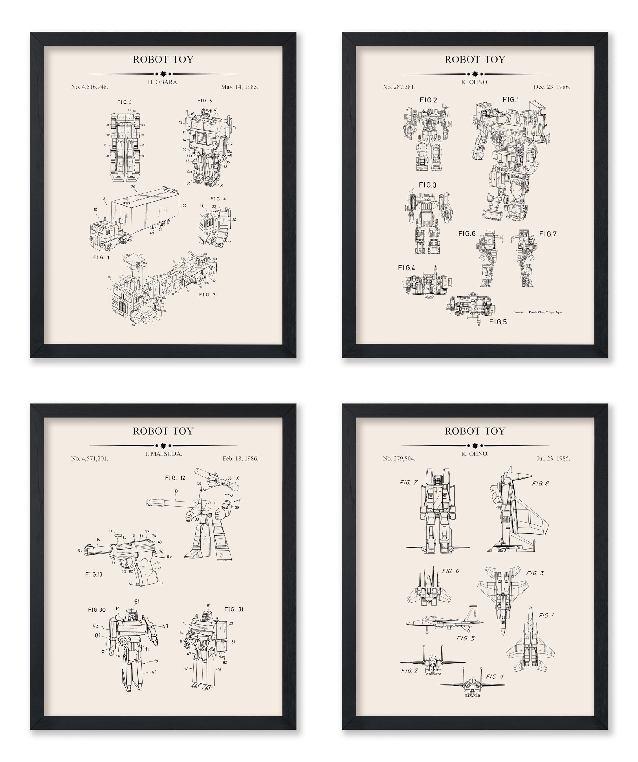 Amazon.com: Poster Master 4-Piece Robot Toys Blueprint Poster ...