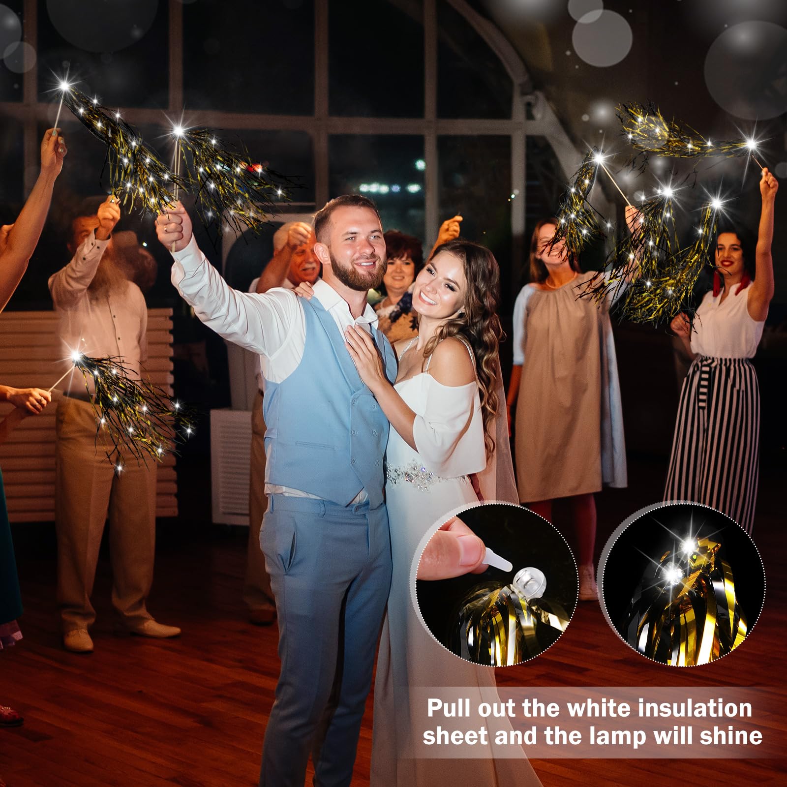 Snapklik.com : Simgoing 24 Pcs Lighted Wedding Wands LED Tinsel Wands ...