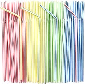 Amazon.com: WQINX plastic straws, 220 sticks straws disposable plastic ...