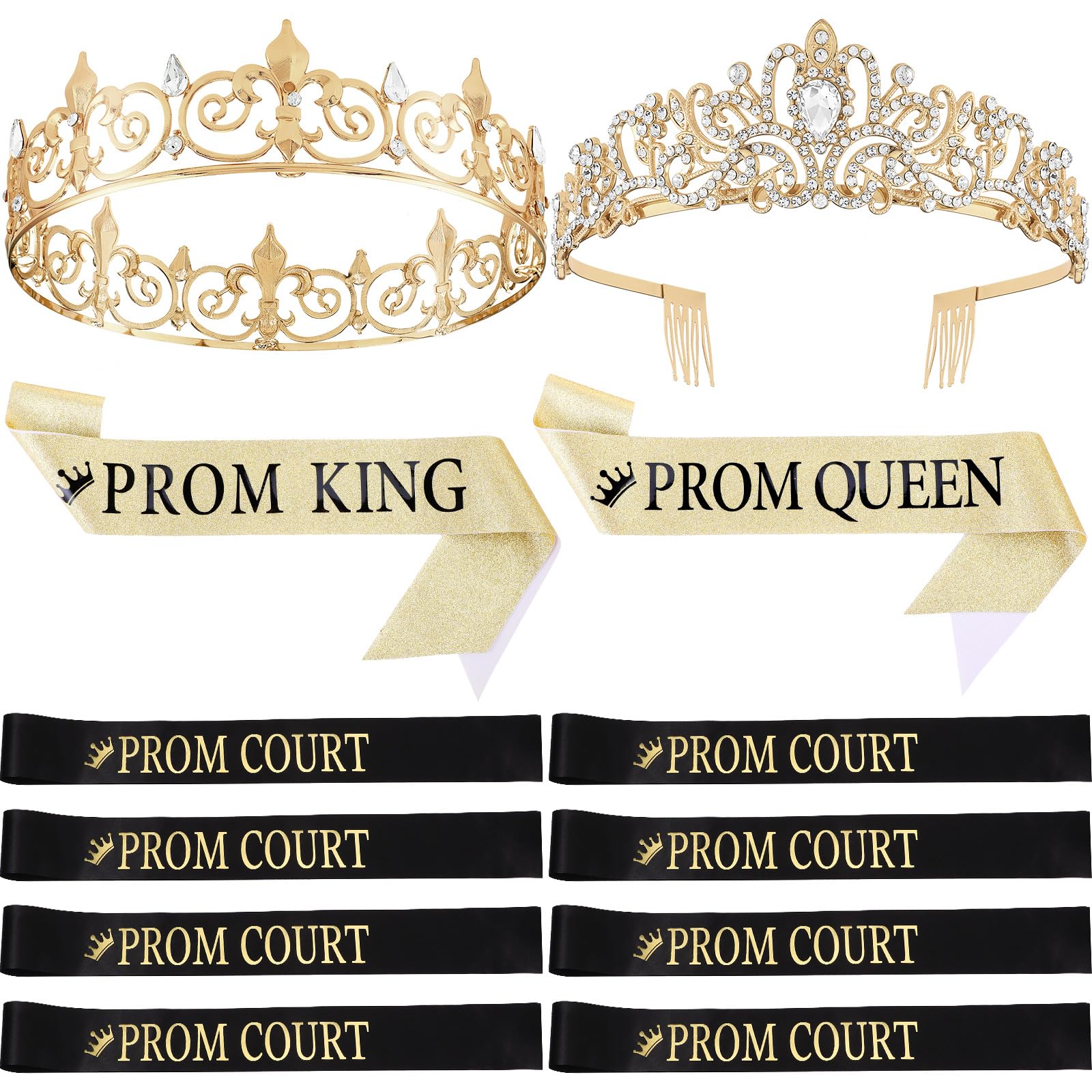 Amazon.com: Saintrygo 12 Pcs Prom Crown and Sash Set, Prom King and ...