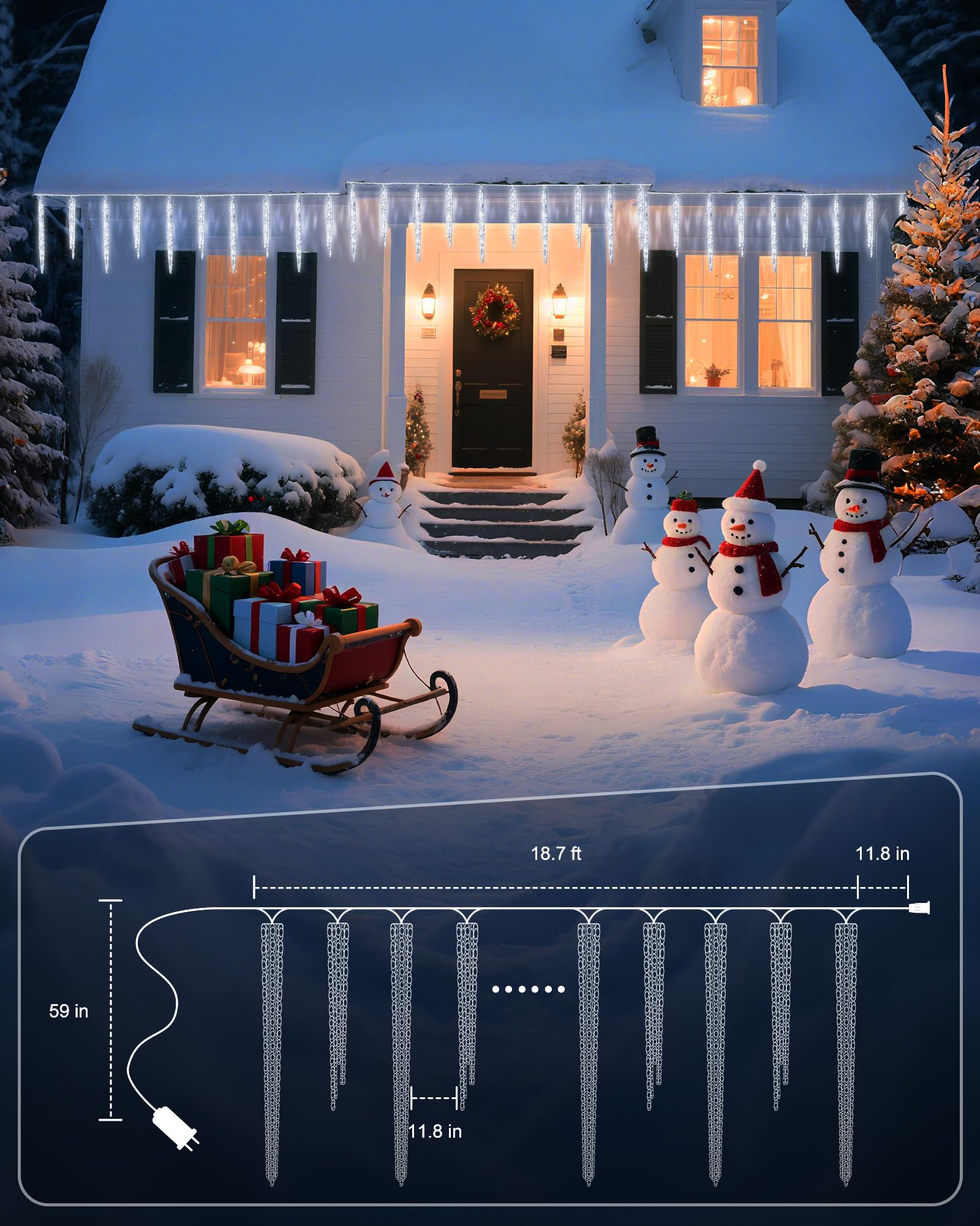 Snapklik.com : Minetom Christmas Icicle Lights - 2 Pack Total 200 LED ...