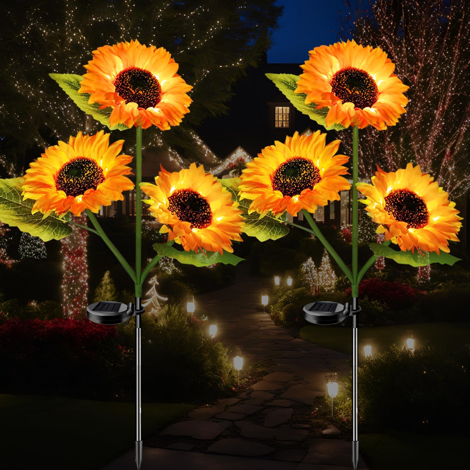 Solar Flowers Outdoor Waterproof Decorative - 3 Pack Solar Garden ...