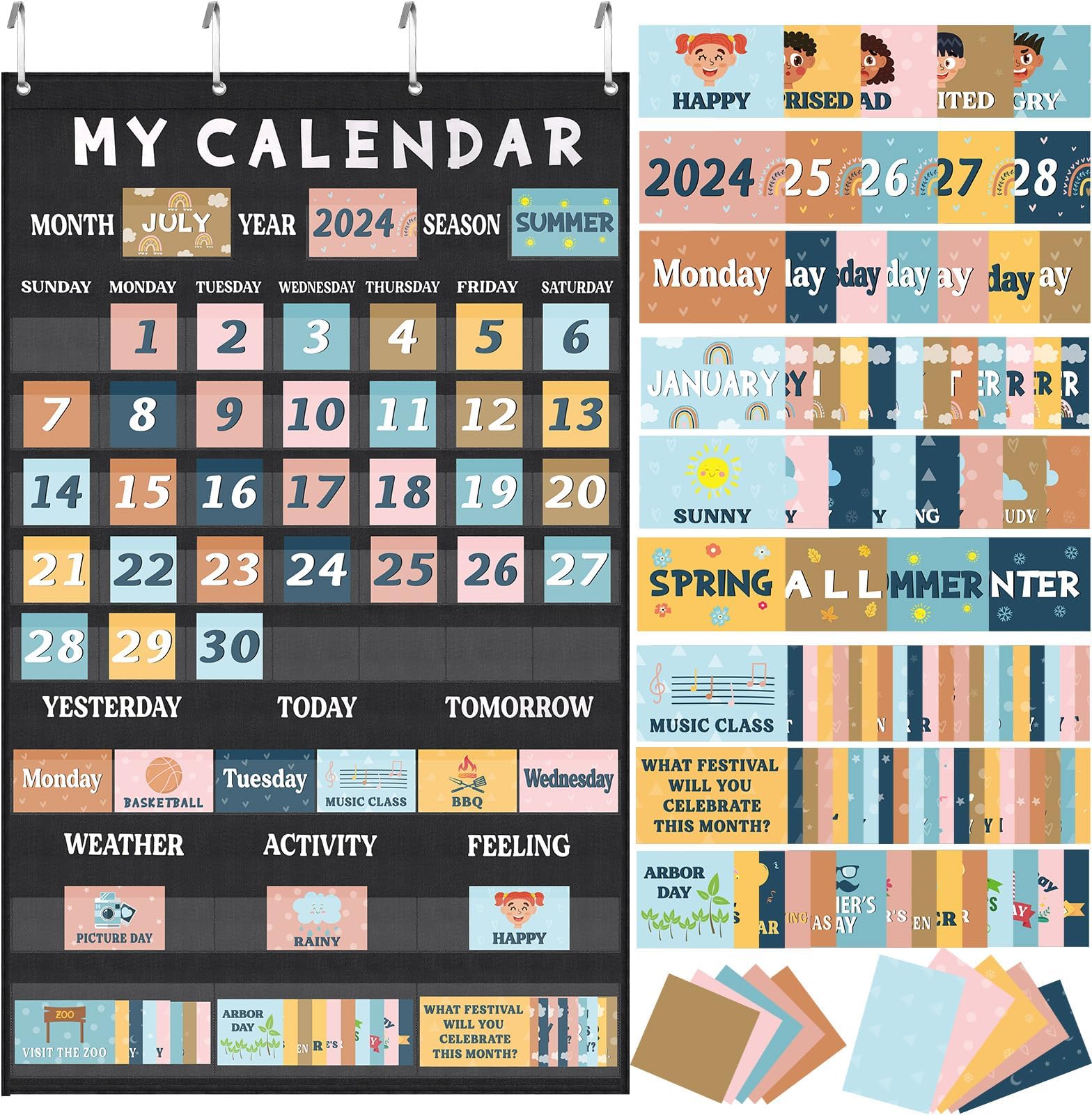 Amazon.com: Fulmoon Boho Classroom Calendar Pocket Chart Set Large ...