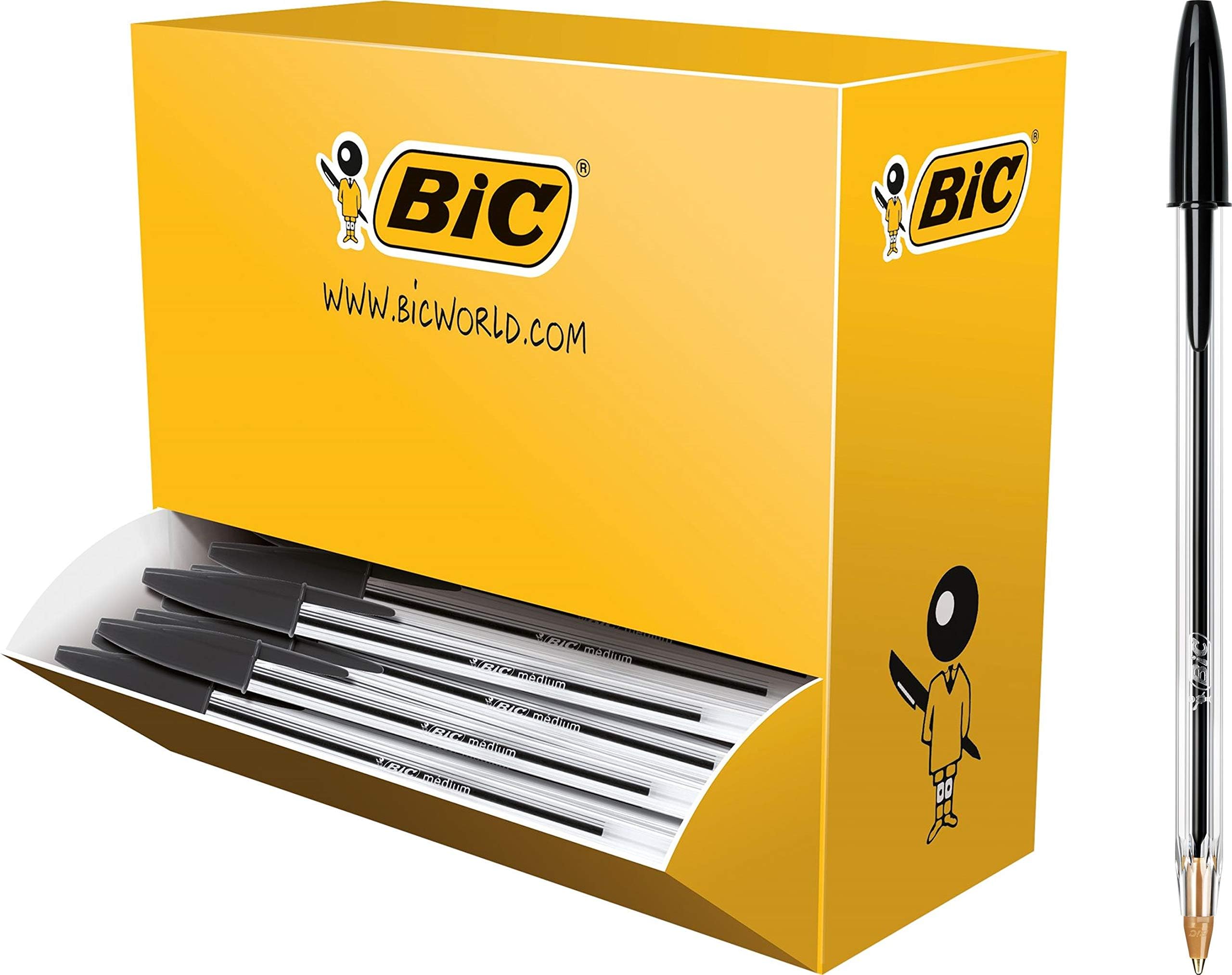 BIC Cristal Original Ball Pen Medium Point (1.0 mm)- Black Ink, Box of ...