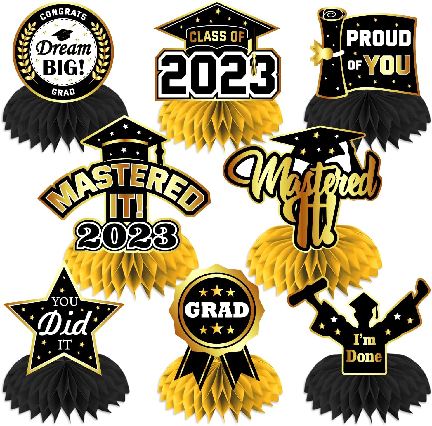 Amazon.com: 8Pcs Masters Graduation Decorations Honeycomb Centerpiece ...