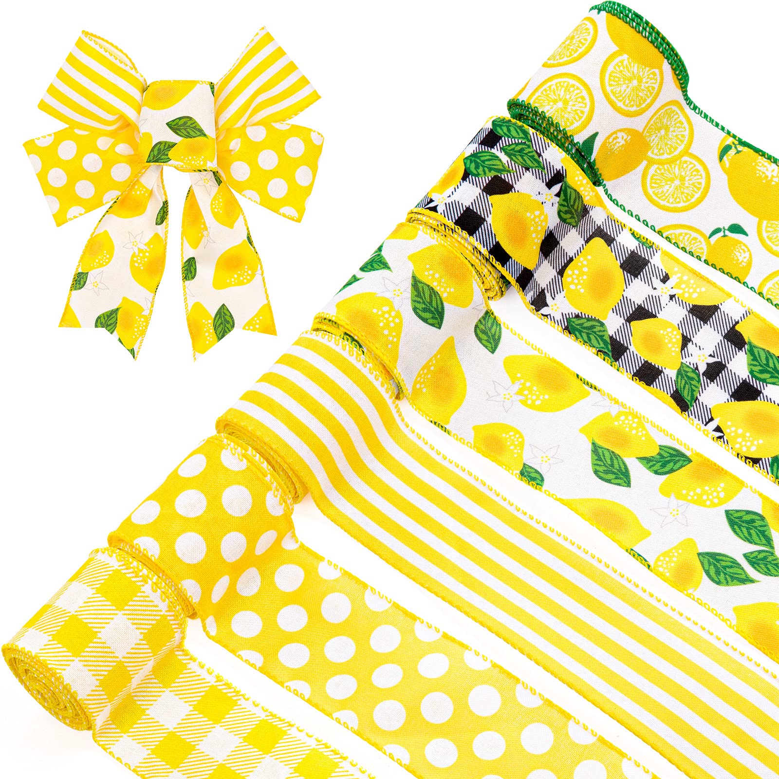 Amazon.com: Whaline 30 Yard Summer Lemon Wired Edge Burlap Ribbon 6 ...