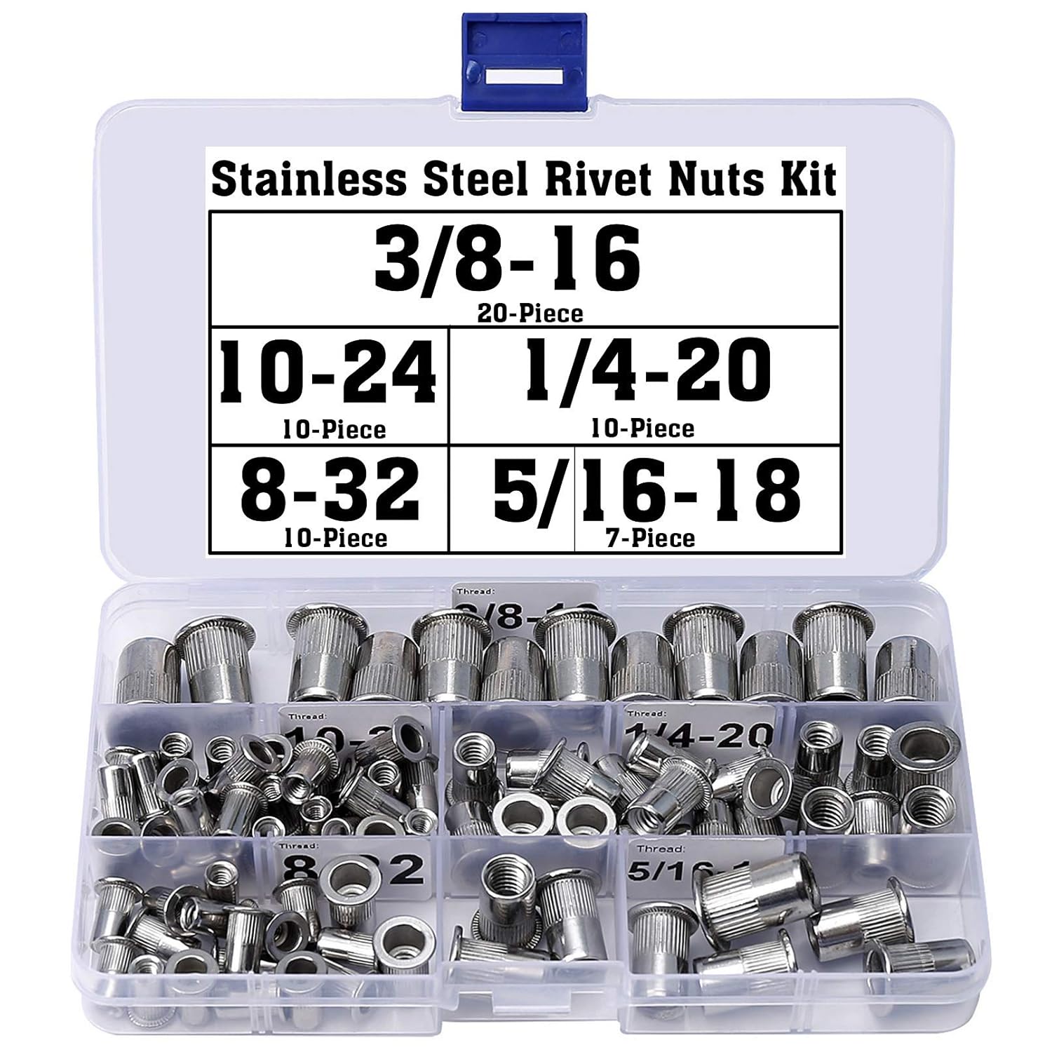 Stainless Steel 3/8-16 Rivet Nuts Kit 8-32 10-24 1/4-20 5/16-18 ...