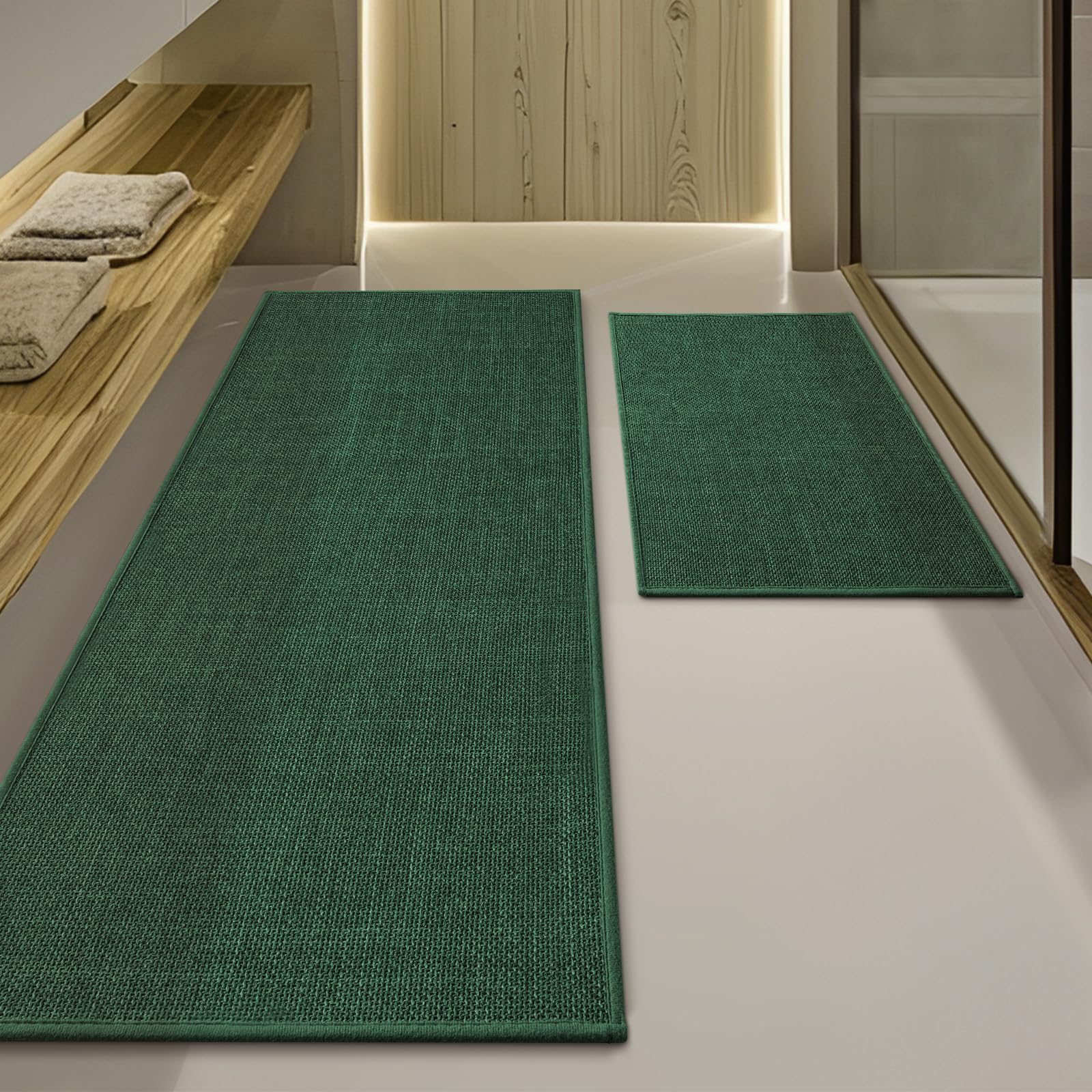 Amazon.com: YIHOUSE Green Bathroom Rug Sets 2 Piece, Absorbent Bath Mat ...