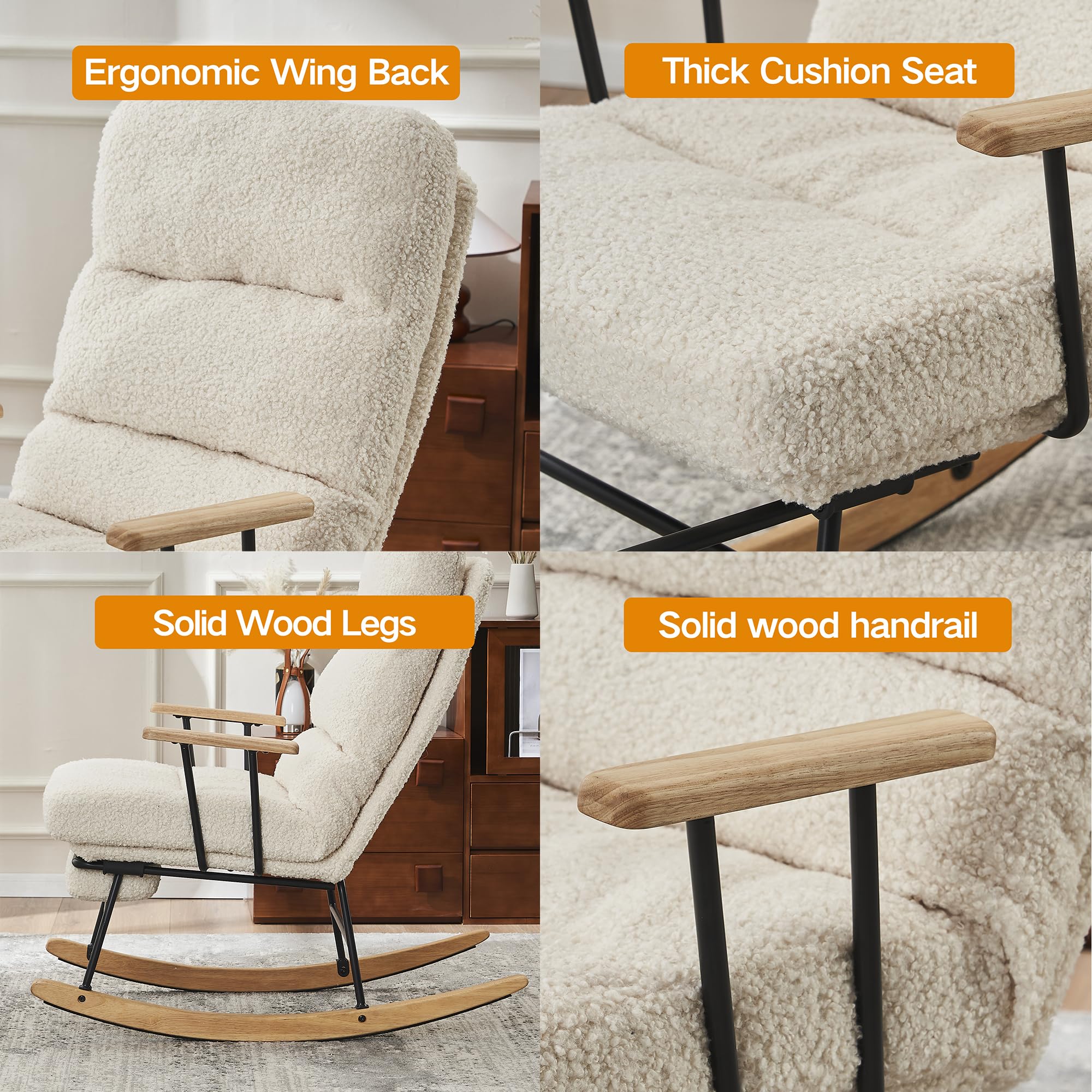Aazon.co: Cinkehoe Nursery Rocking Chair With Retractable Foot Rest