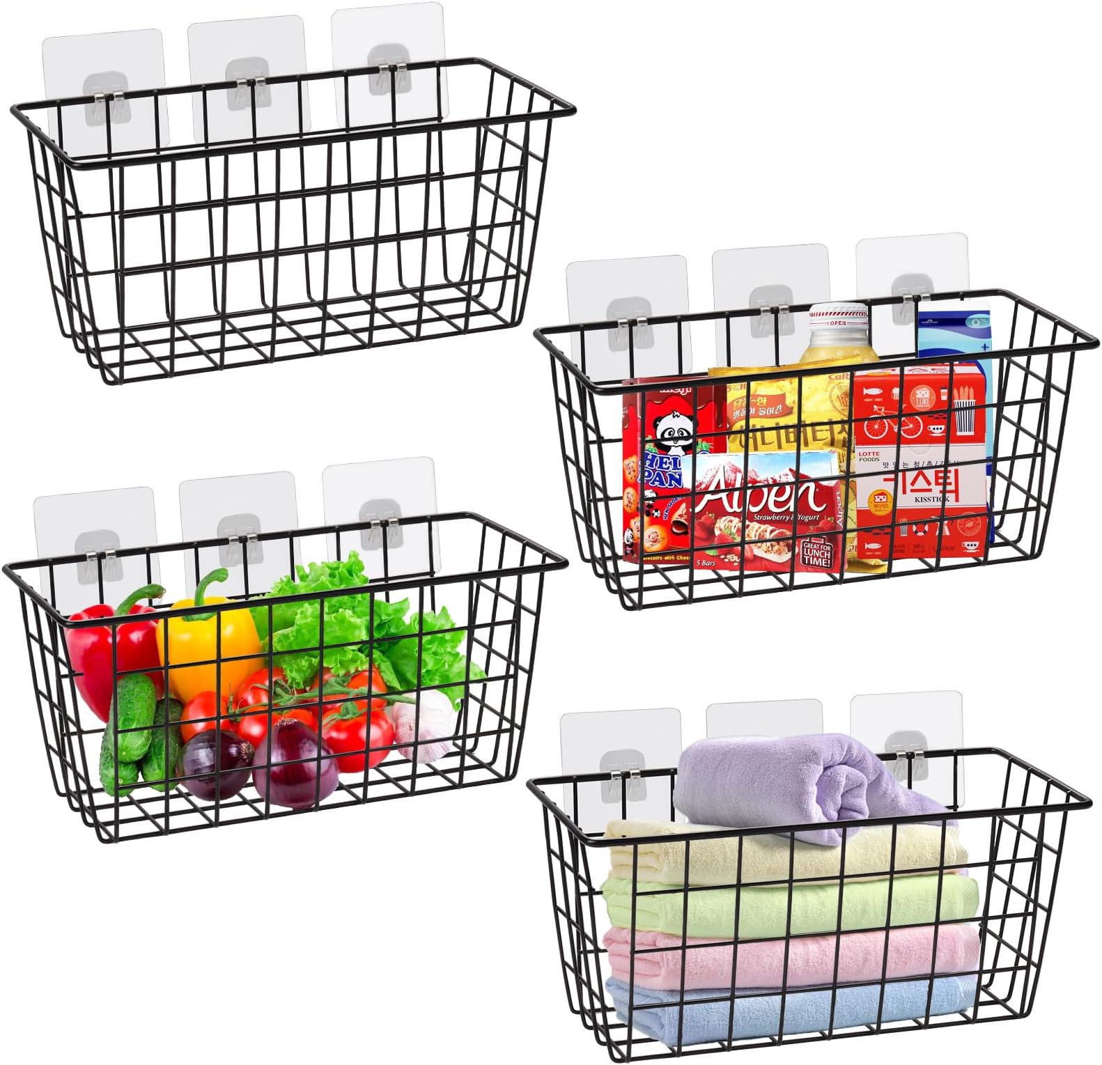 Amazon.com - Panghuhu88 4Pcs Wall Wire Baskets Baskets Storage Baskets ...
