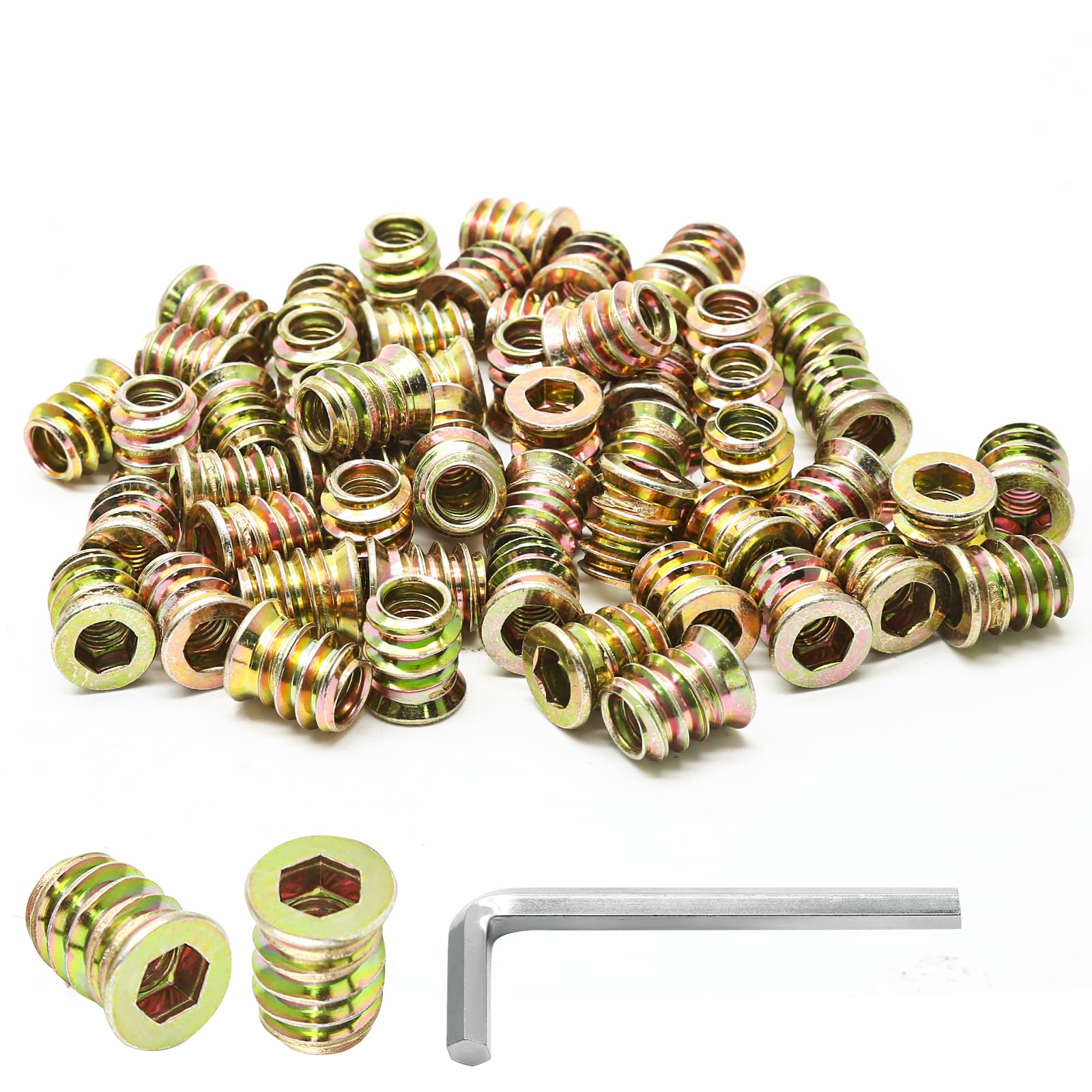 Snapklik.com : Uenhoy 65 Pcs M6 Threaded Wood Inserts Furniture Screw ...