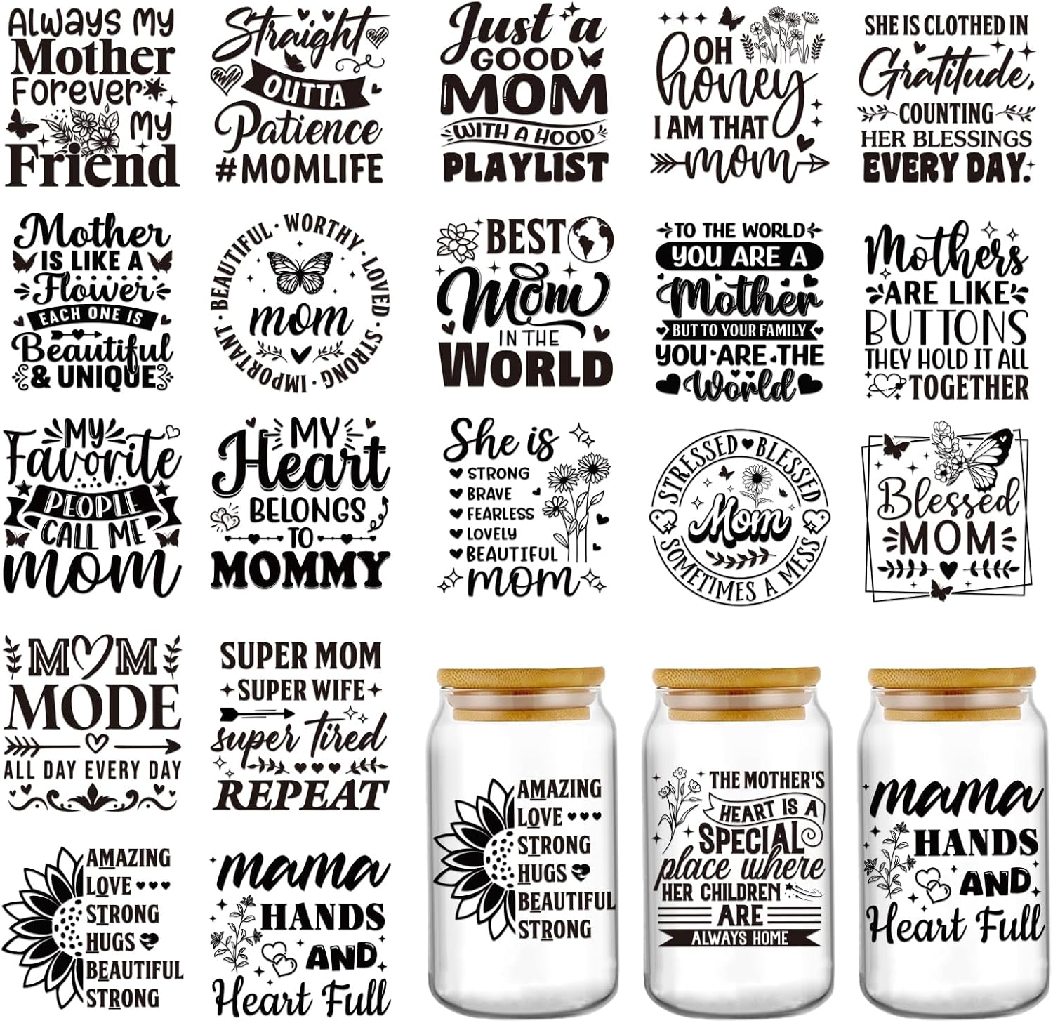 Amazon.com: Mama UV DTF Cup Wraps - 20 Sheets My Heart Belongs to Mommy ...