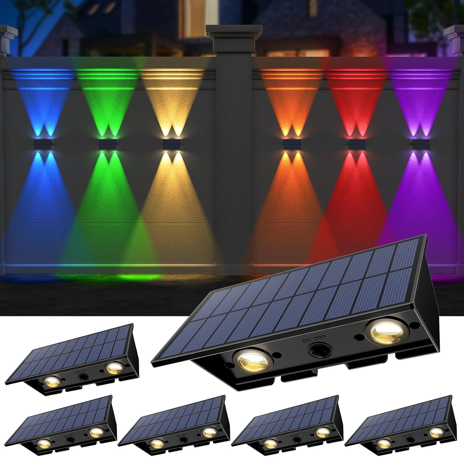 UGDLUCK Solar Wall Lights Outdoor,6PACK Solar Outdoor Lights Up and ...
