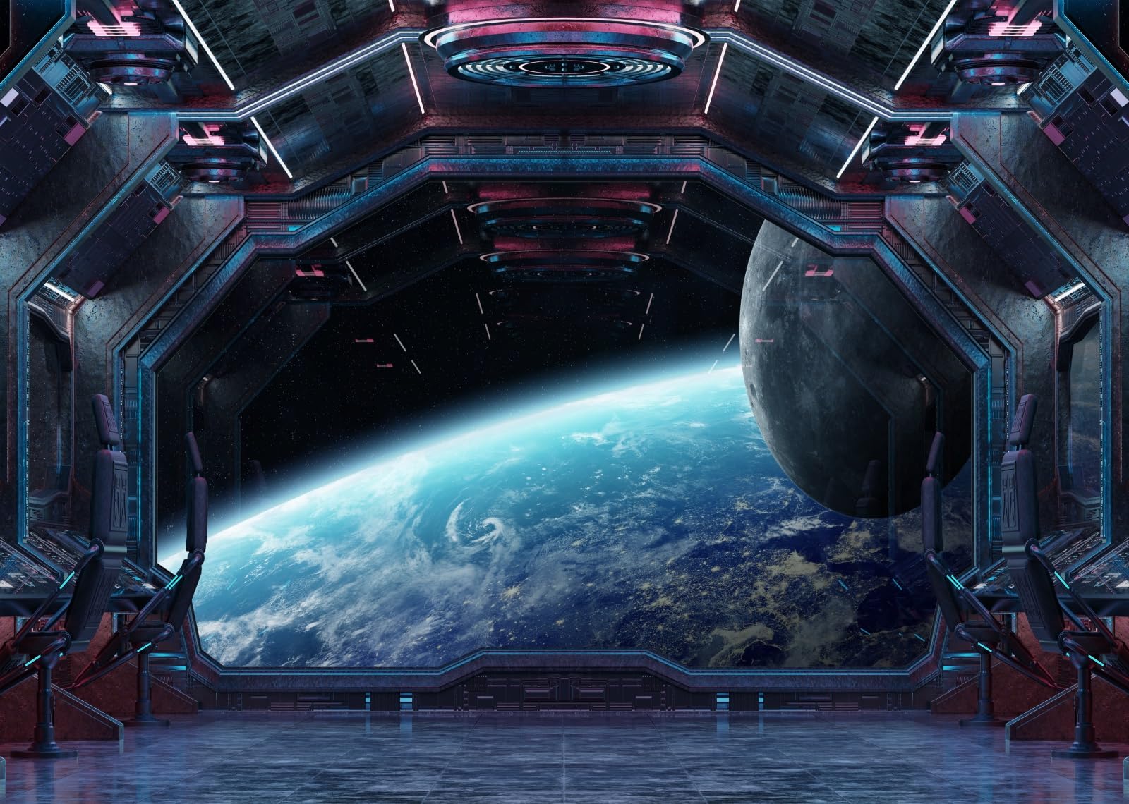 Leveling Torsion Keys LYWYGG 8x6ft Spaceship Interior Backdrop ...