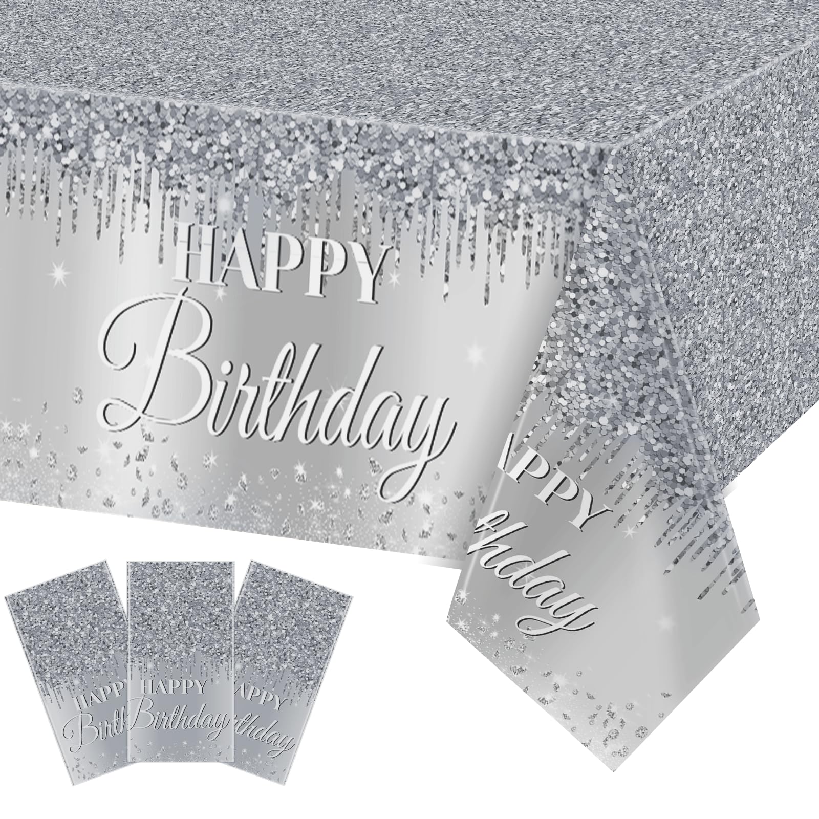 Snapklik.com : Silver Happy Birthday Party Decorations Supplies Silver ...