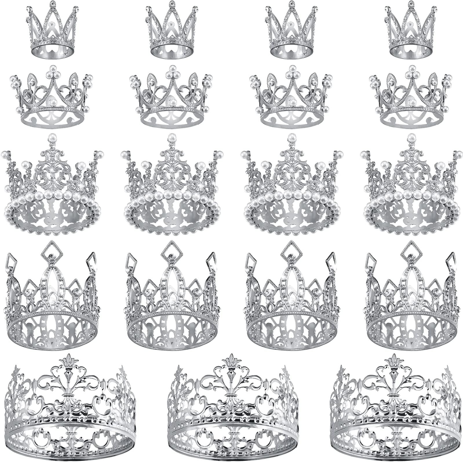 Amazon.com: Landhoow 20 Pcs Crown Cake Topper Mini Crown Small Princess ...