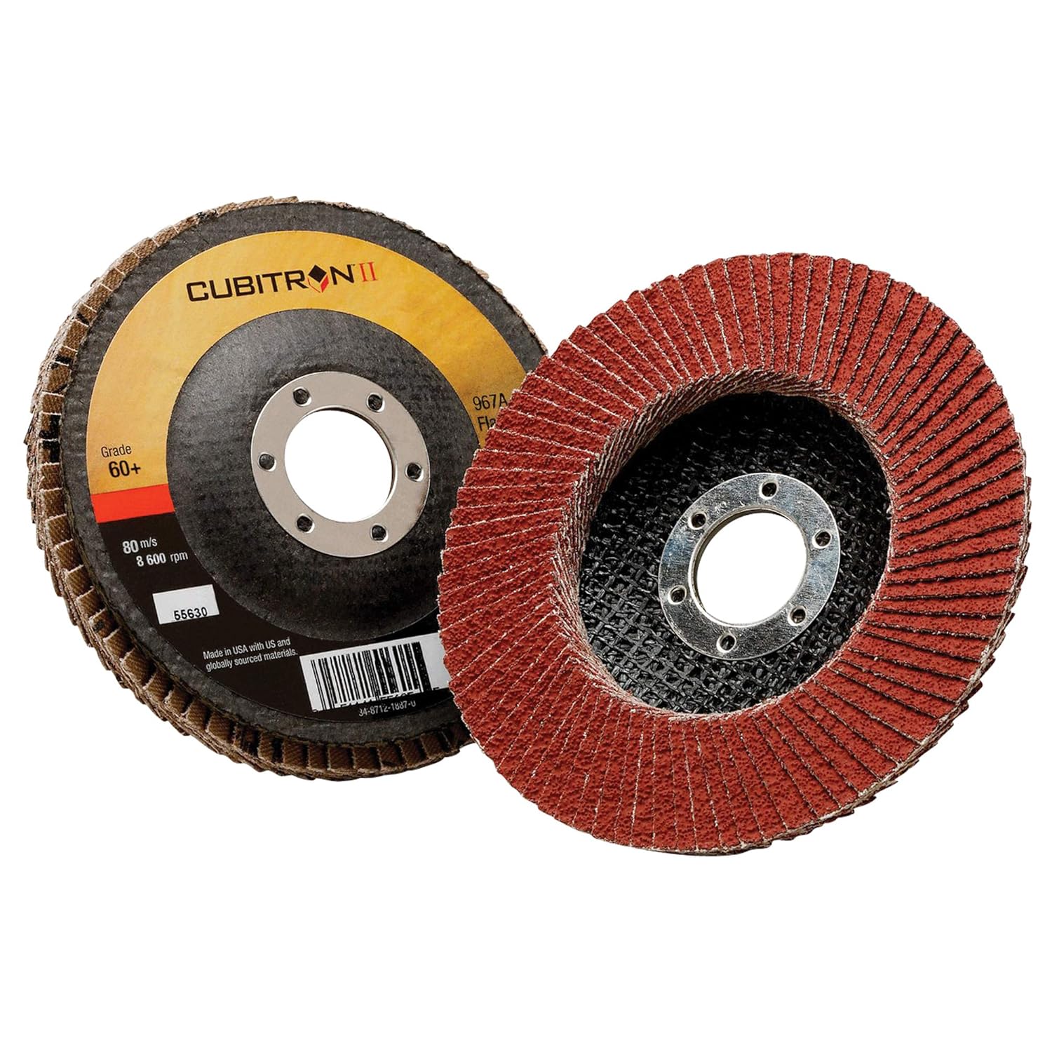 3M Cubitron II Flap Disc 967A, 60+, T29, 4-1/2 in x 7/8 in, Pack of 10 ...