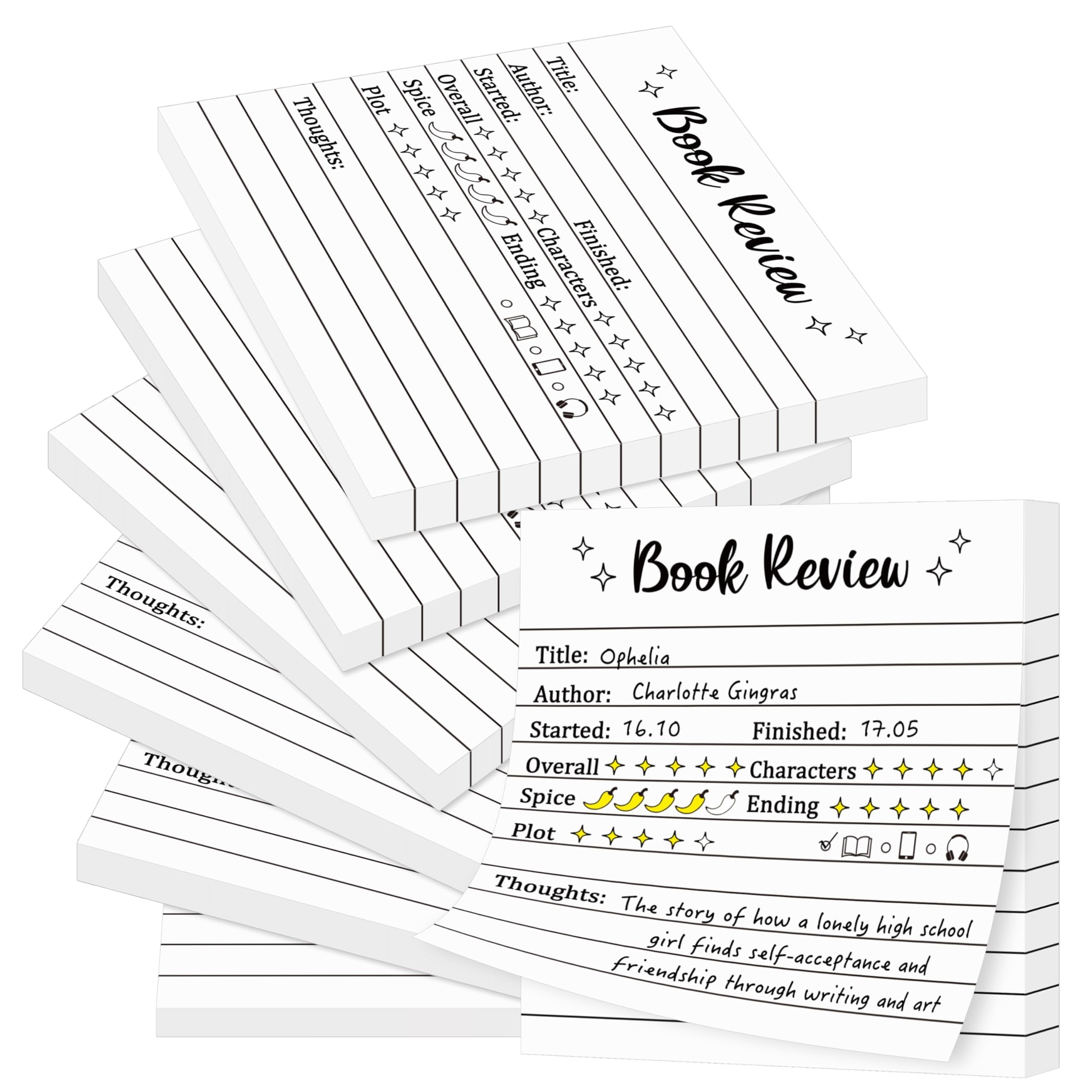 Reading Journal L1rabe Book Review Sticky Notes - 6 Pack 300 Sheets ...