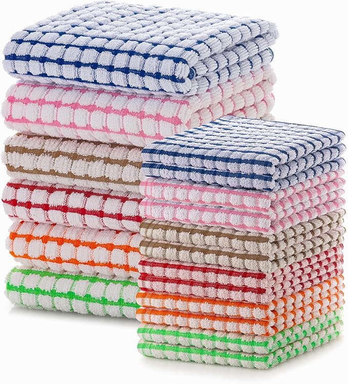 Amazon.com: ZHMZ 100% Cotton Kitchen Towels and Dishcloths Set, Set of ...