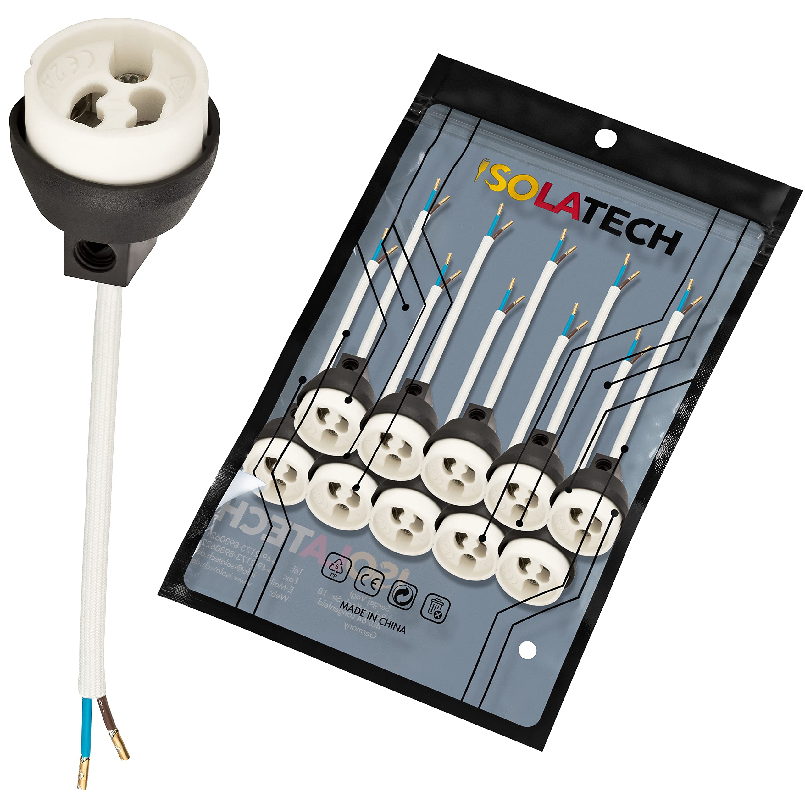 ISOLATECH GU10 fire Protection Ceramic sockets with Copper ferrules ...