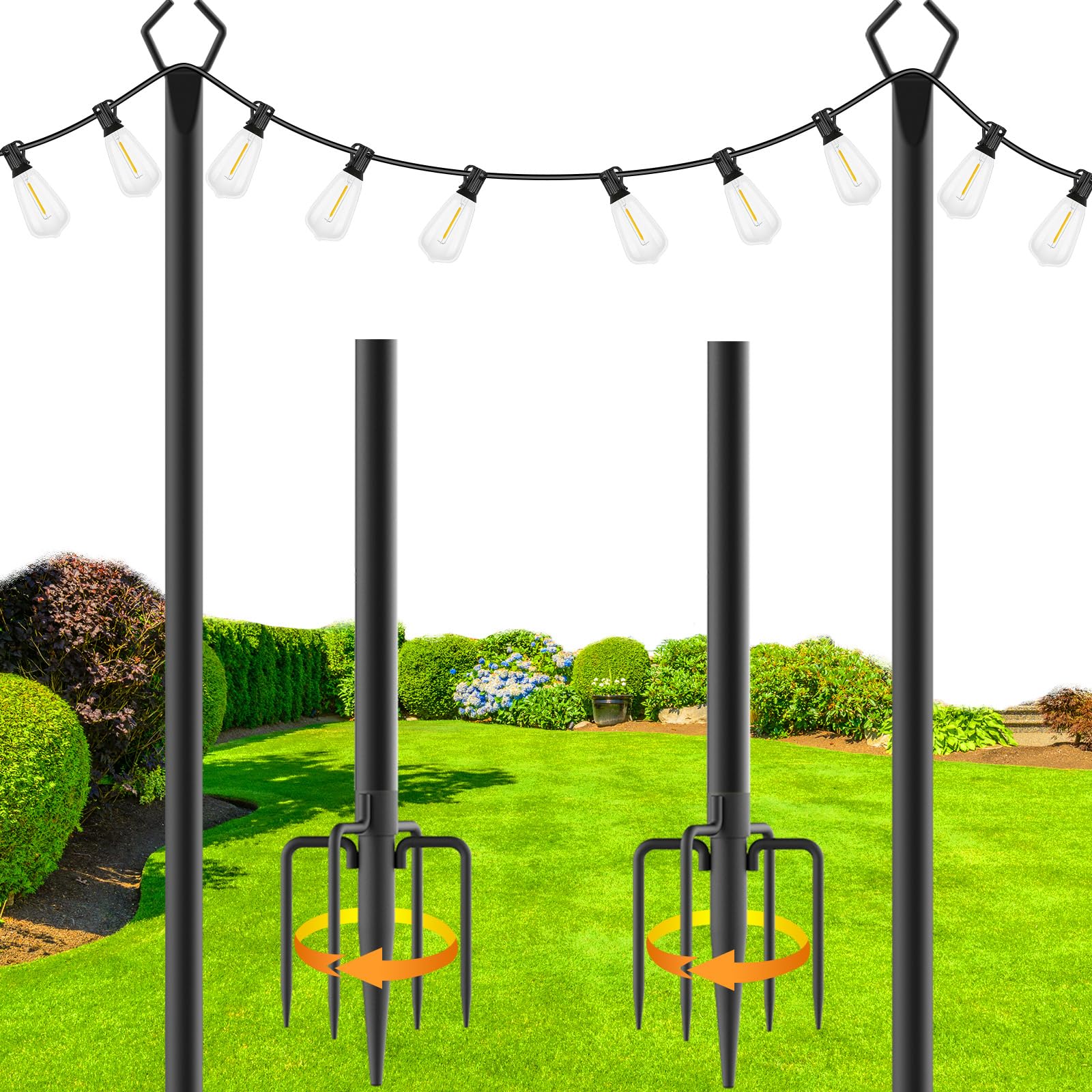 Garden Light Poles 10 Ft Galvanized Steel Outdoor Light Poles - Patio ...
