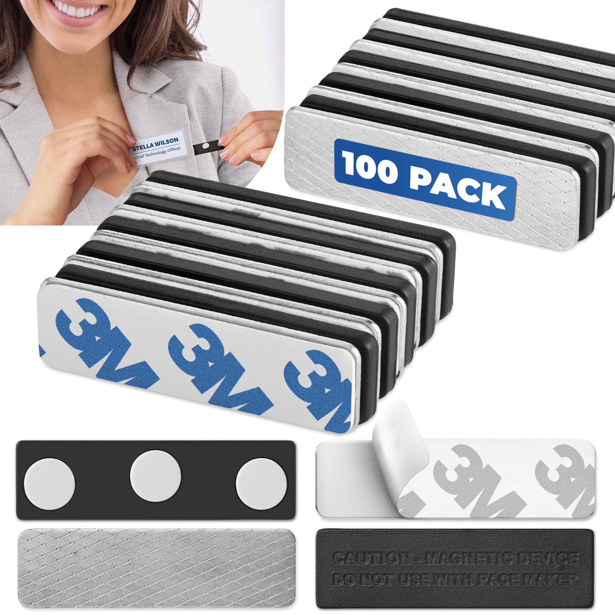 Amazon.com: Claev Name Tag Magnets (100 Pack, 1.75 x 0.5 inches ...