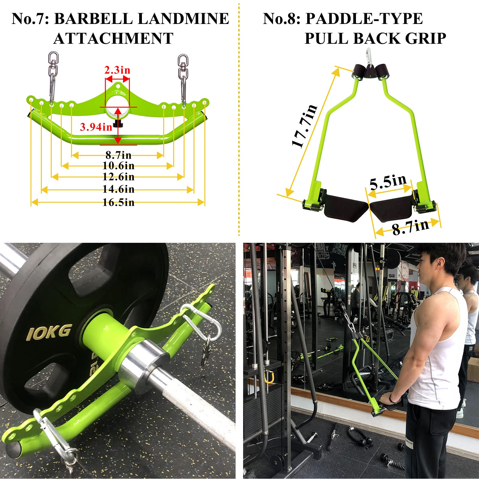 YAFITYES Adjustable LAT Pulldown Attachments, Fitness Handle, Home Gym Pulley Cable Rowing ...