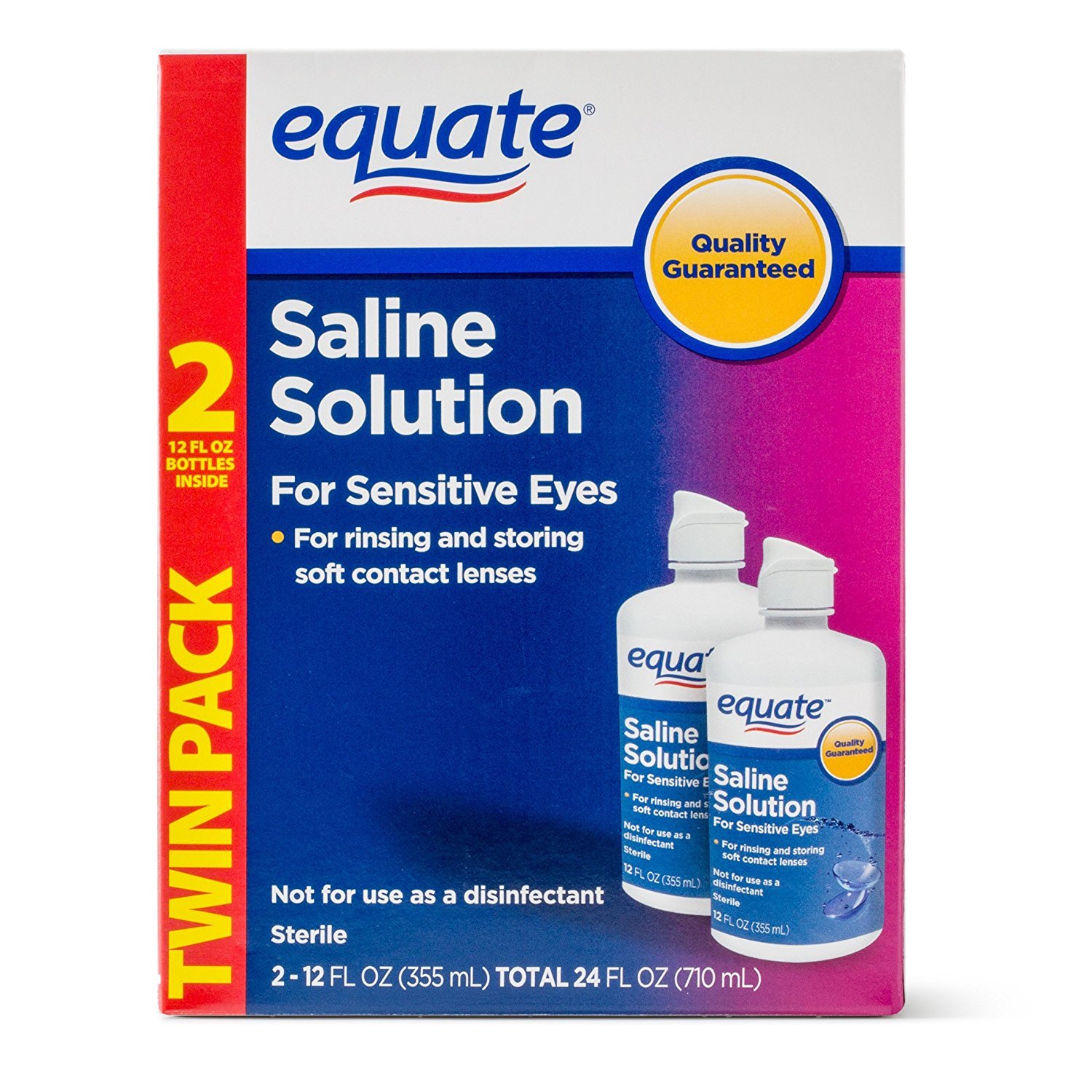 Equate Saline Solution Contact Lens Solution For Sensitive Eyes Twin