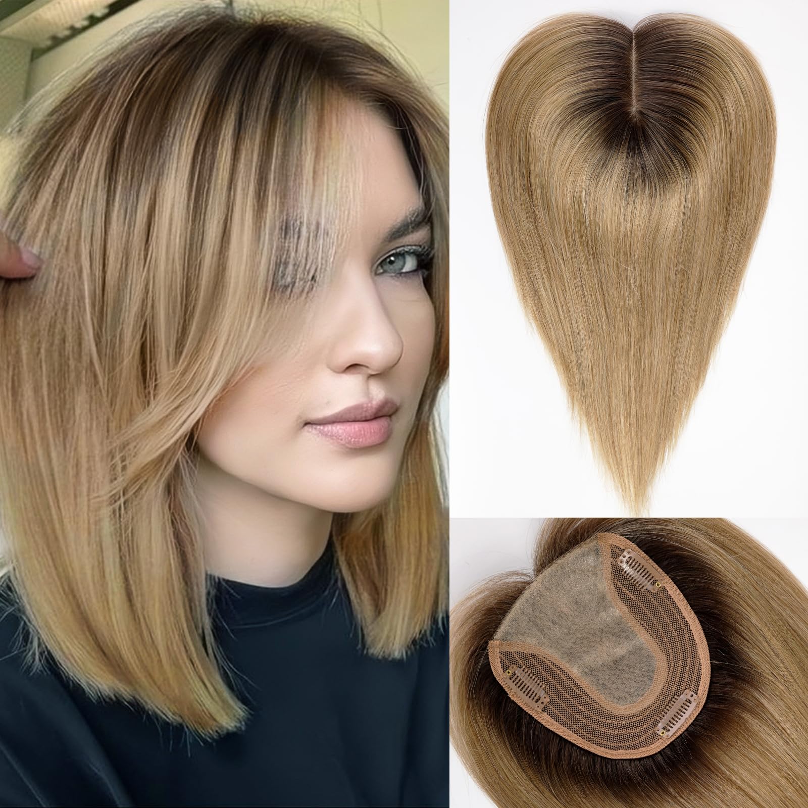 Amazon.com : starluck Hair Toppers for Women 14 inch Real Human Hair ...