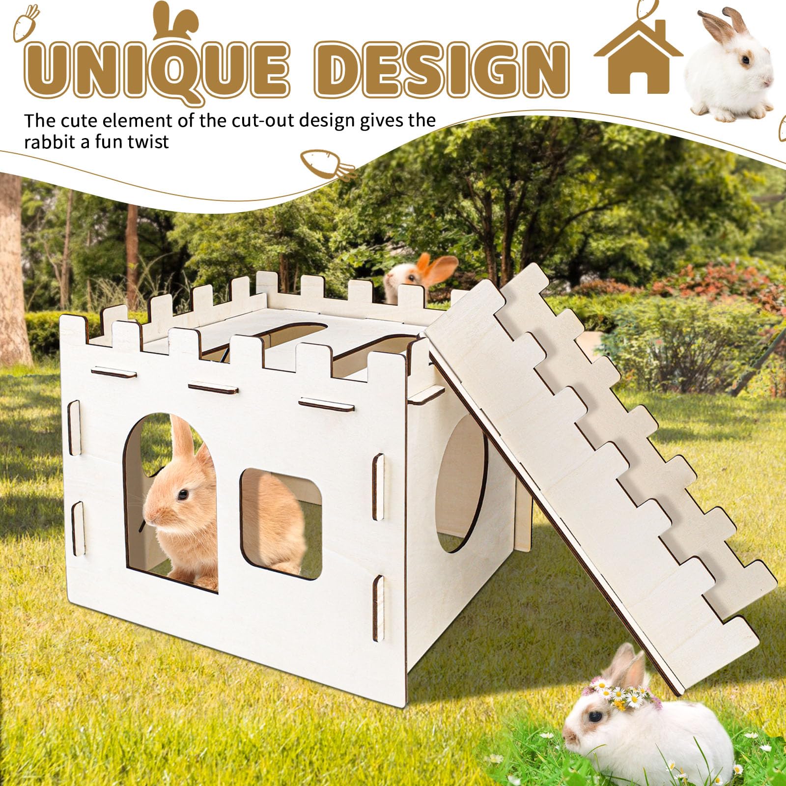 Snapklik.com : Wooden Rabbit Hideout Castle, Indoor Rabbit Houses And ...