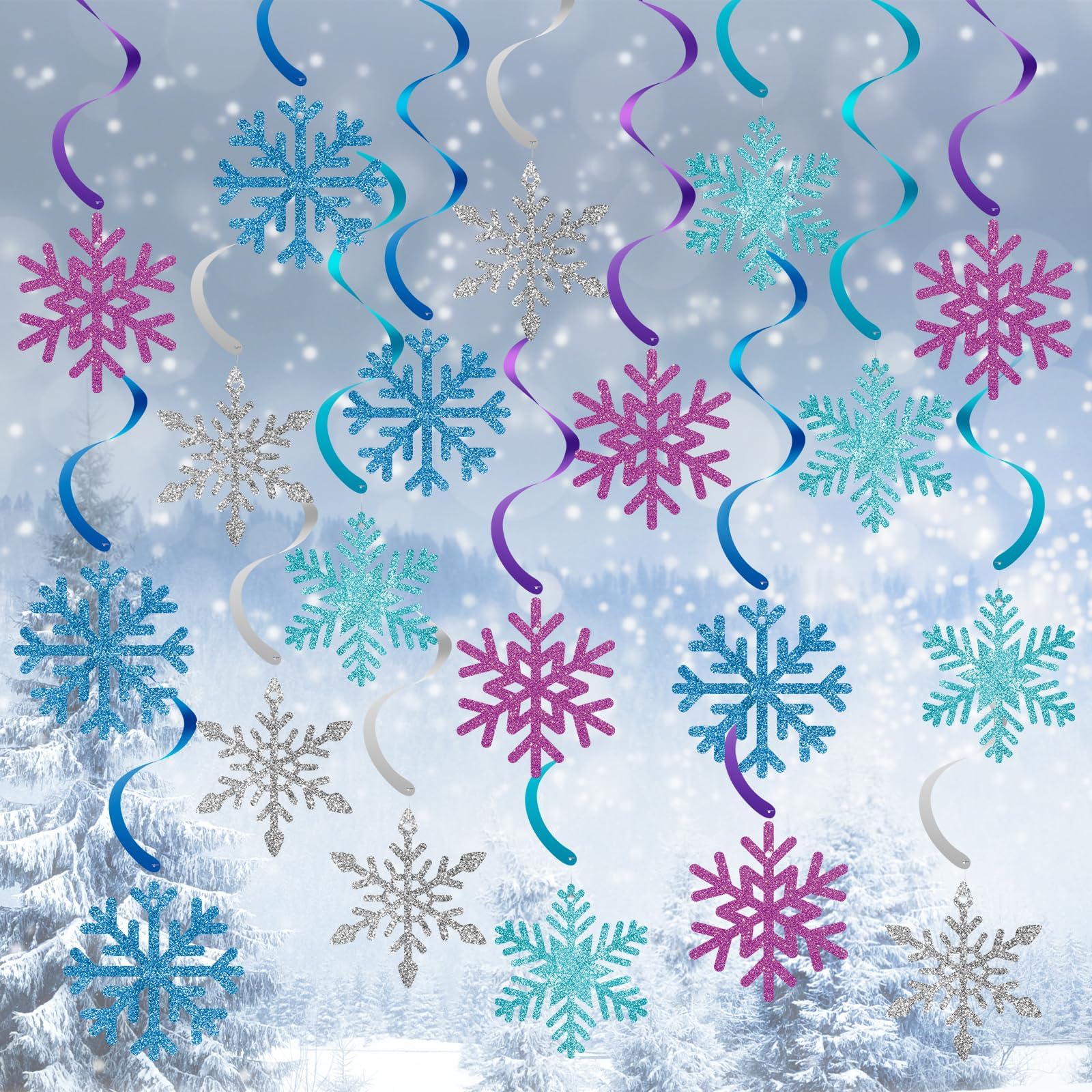 Amazon.com: 20 Pack Frozen Snowflake Hanging Decorations - Winter ...