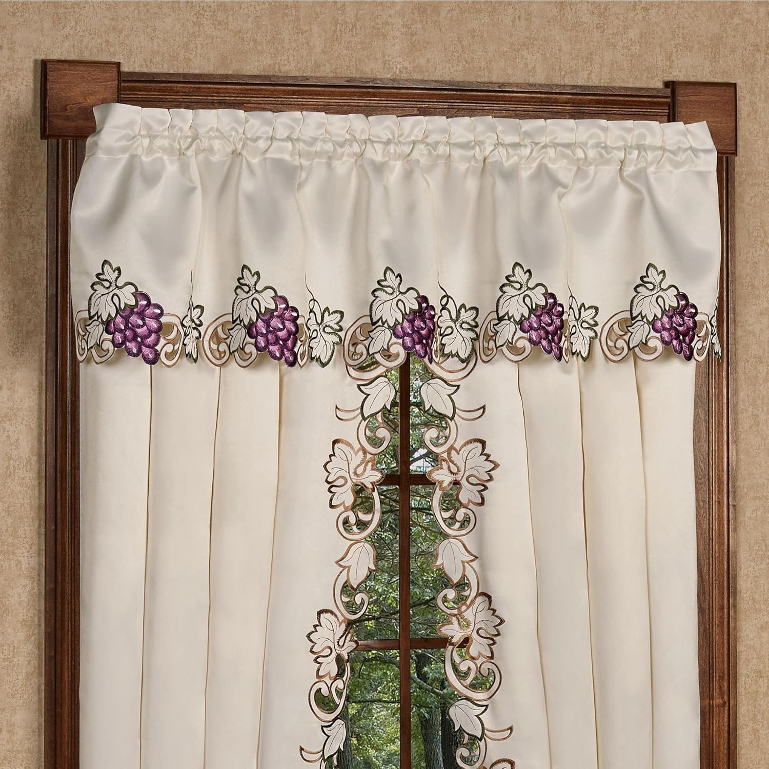 Amazon.com: Touch of Class Cabernet Tailored Valance Light Cream 60 x ...