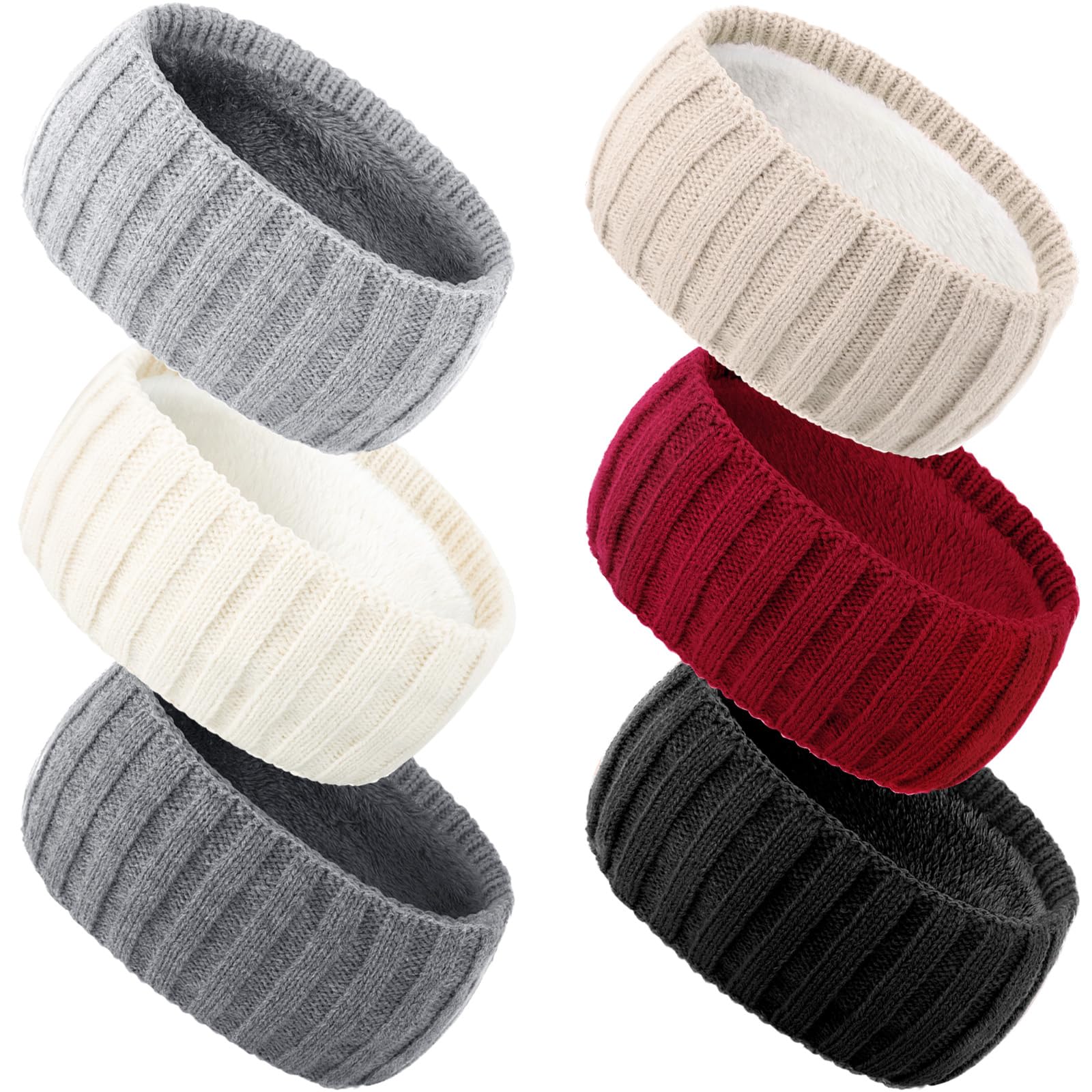 Amazon.com: AQOKKA 6 Pcs Knit Winter Headbands for Women Fuzzy Wool ...