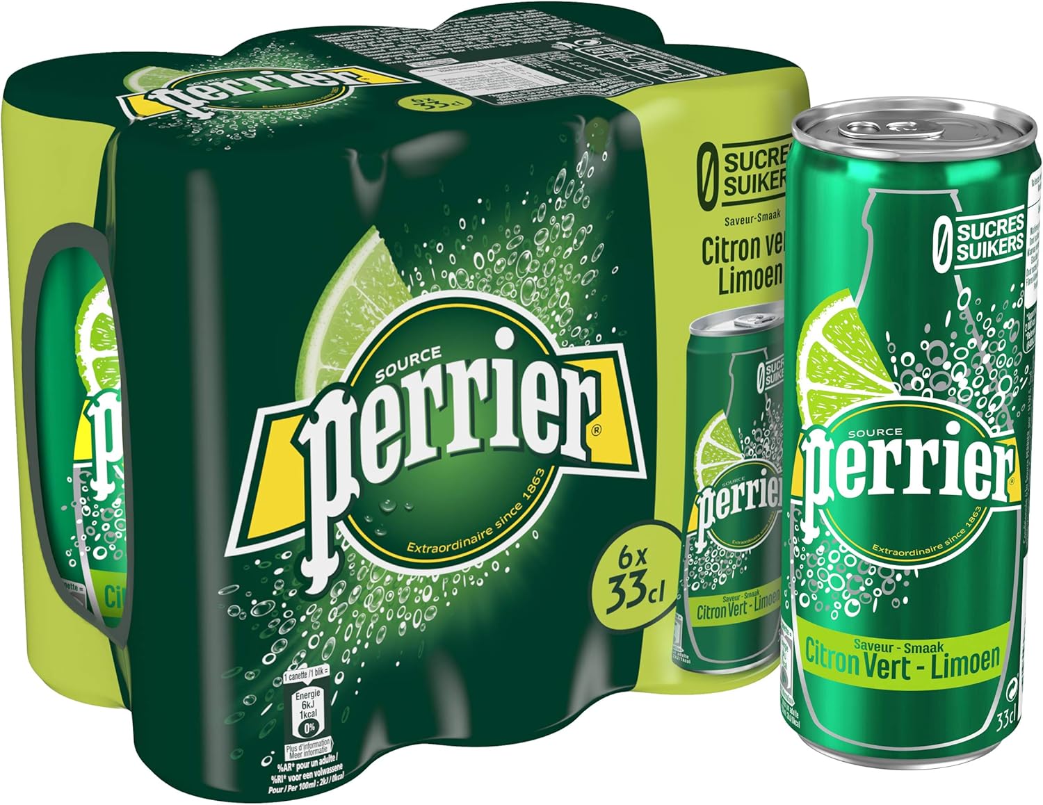 Perrier Citron Vert Eau Minérale Bouteille 6 x 33 cl : Amazon.fr: Epicerie