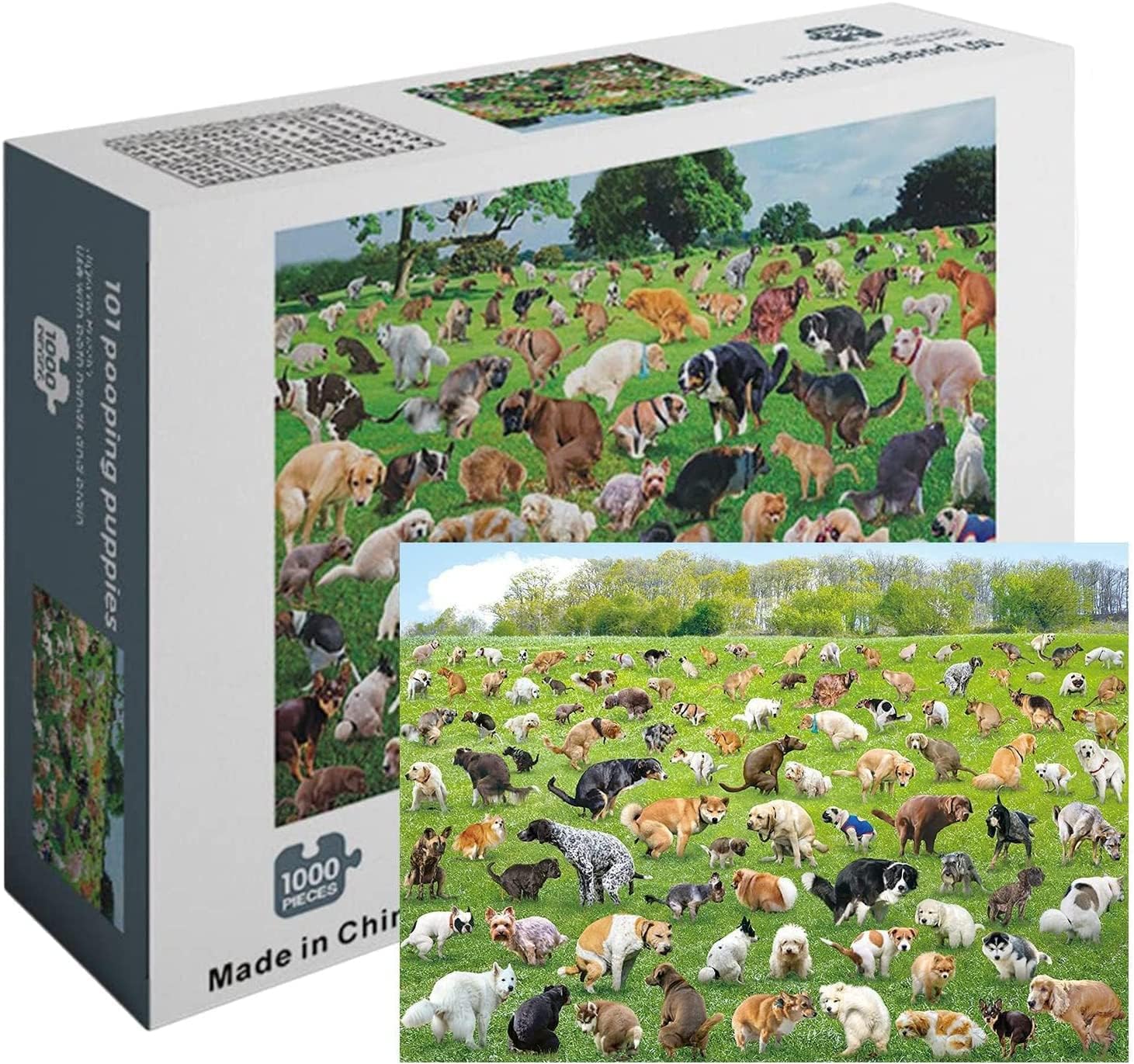 SBYMX Dogs Pooping Jigsaw Puzzle Jumbo Pet Puppy Animal 1000 Pieces ...