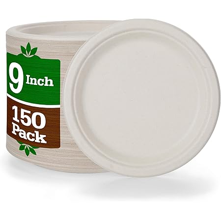 Amazon.com: Stalkmarket 100% Compostable Natural Plant Fiber Plate, 9 ...