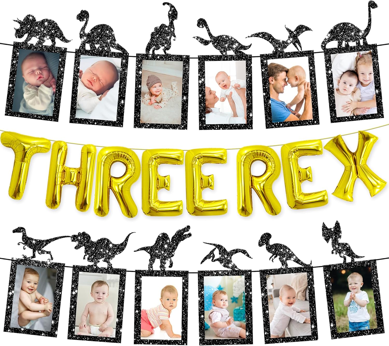 Amazon.com: KatchOn, Huge Gold Three Rex Balloons - 16 Inch | Glitter ...