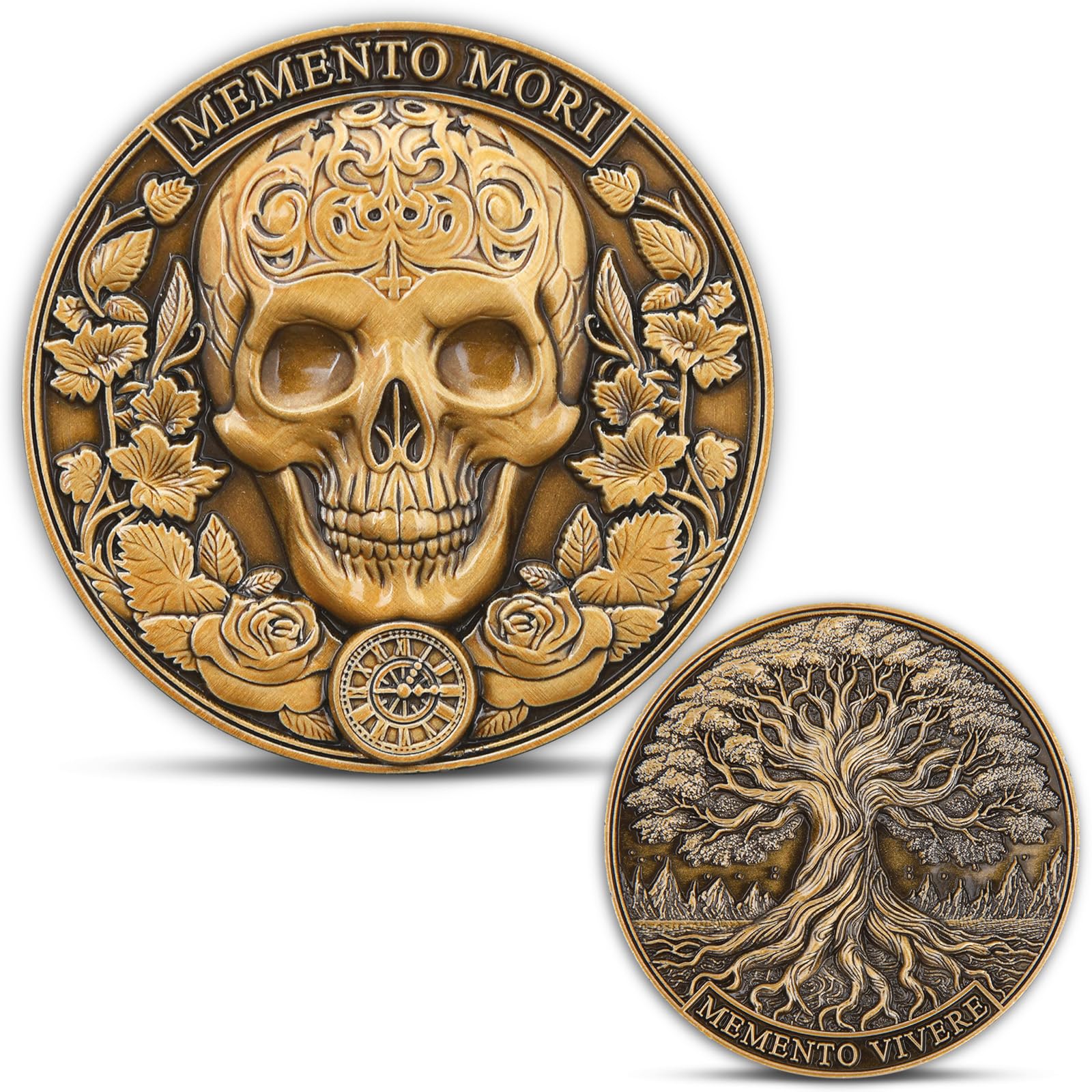 Amazon.com: Memento Mori Coin - Skull & Tree of Life Design, Memento ...