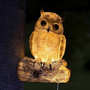 Amazon.com : YOLIGHT Solar Owl Tree Hugger, Owl Garden Statues Lights ...