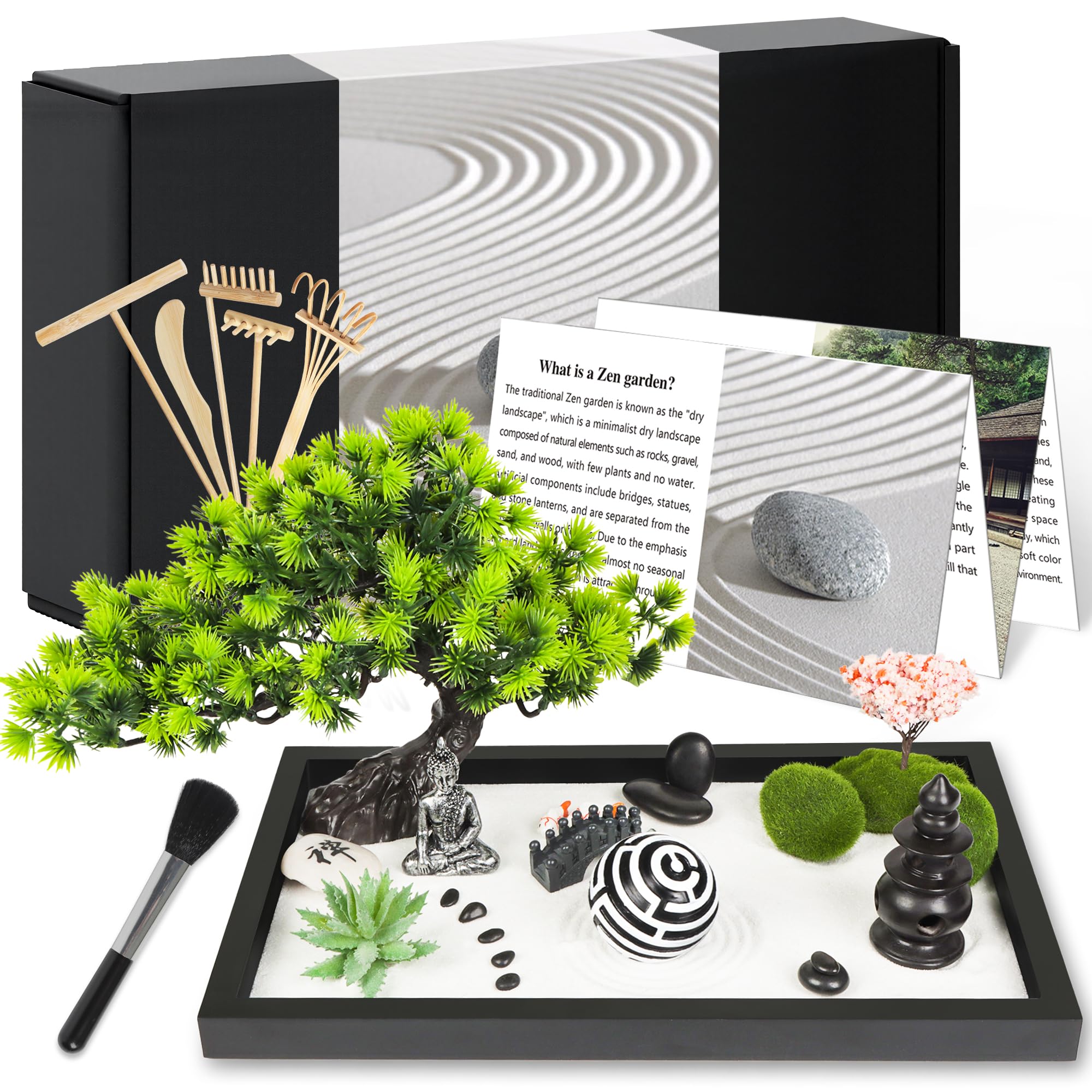 Snapklik.com : DiDiBirDi 12.6x7.9 Inch Square Shape Desktop Zen Garden ...