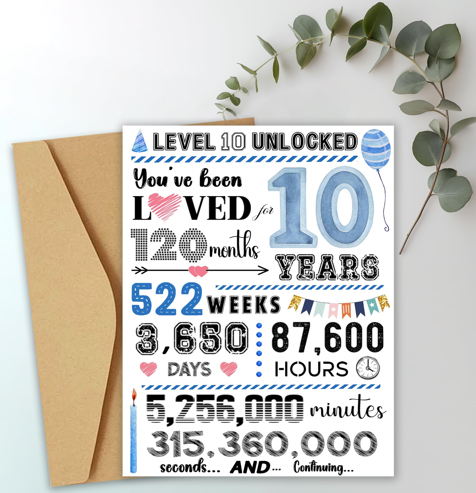 10th Birthday Card Birthday Cards for Boy 10 Years Birthday Gifts Kids ...