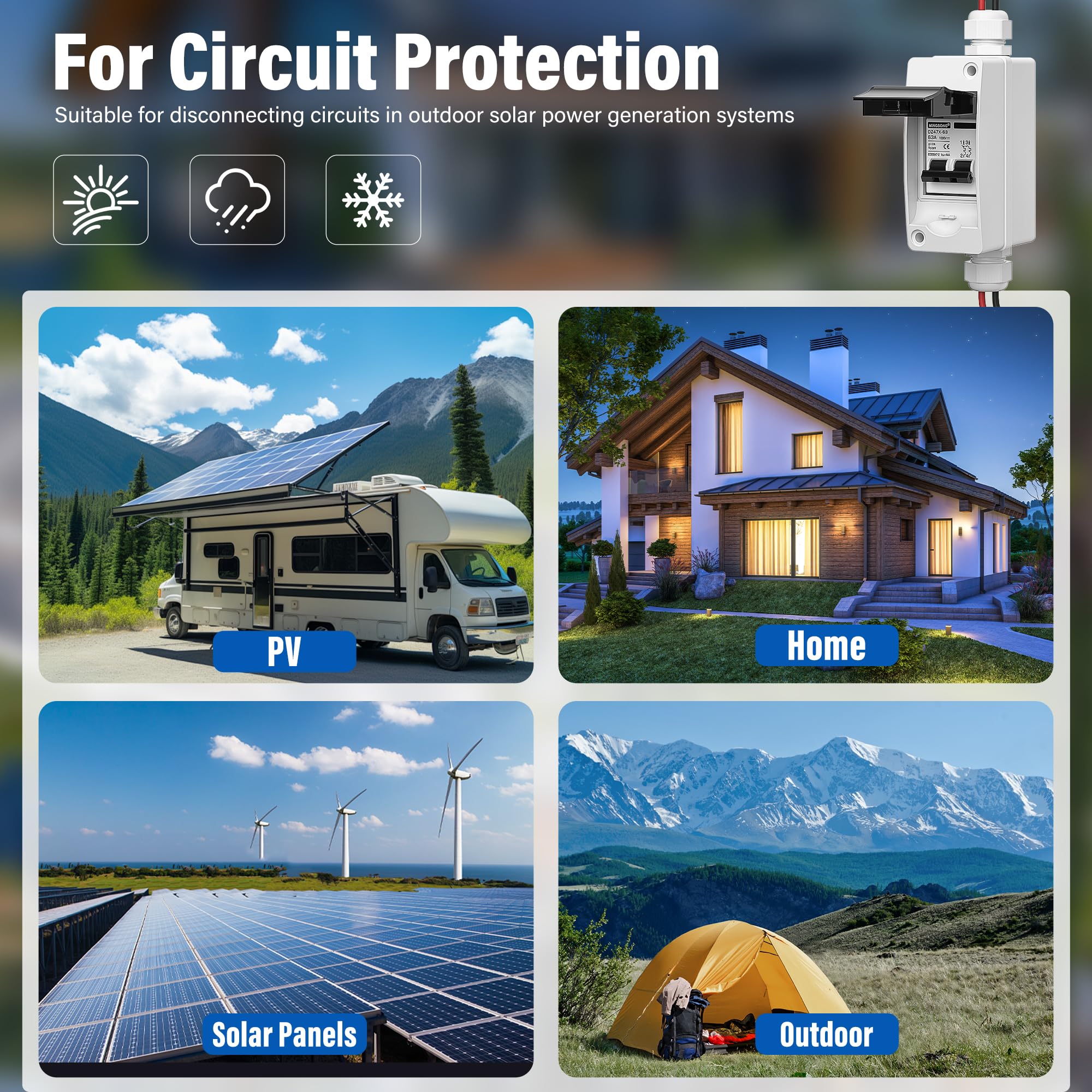Snapklik.com : MINGSONG Solar Panels Disconnect Switch 63Amp DC Solar ...
