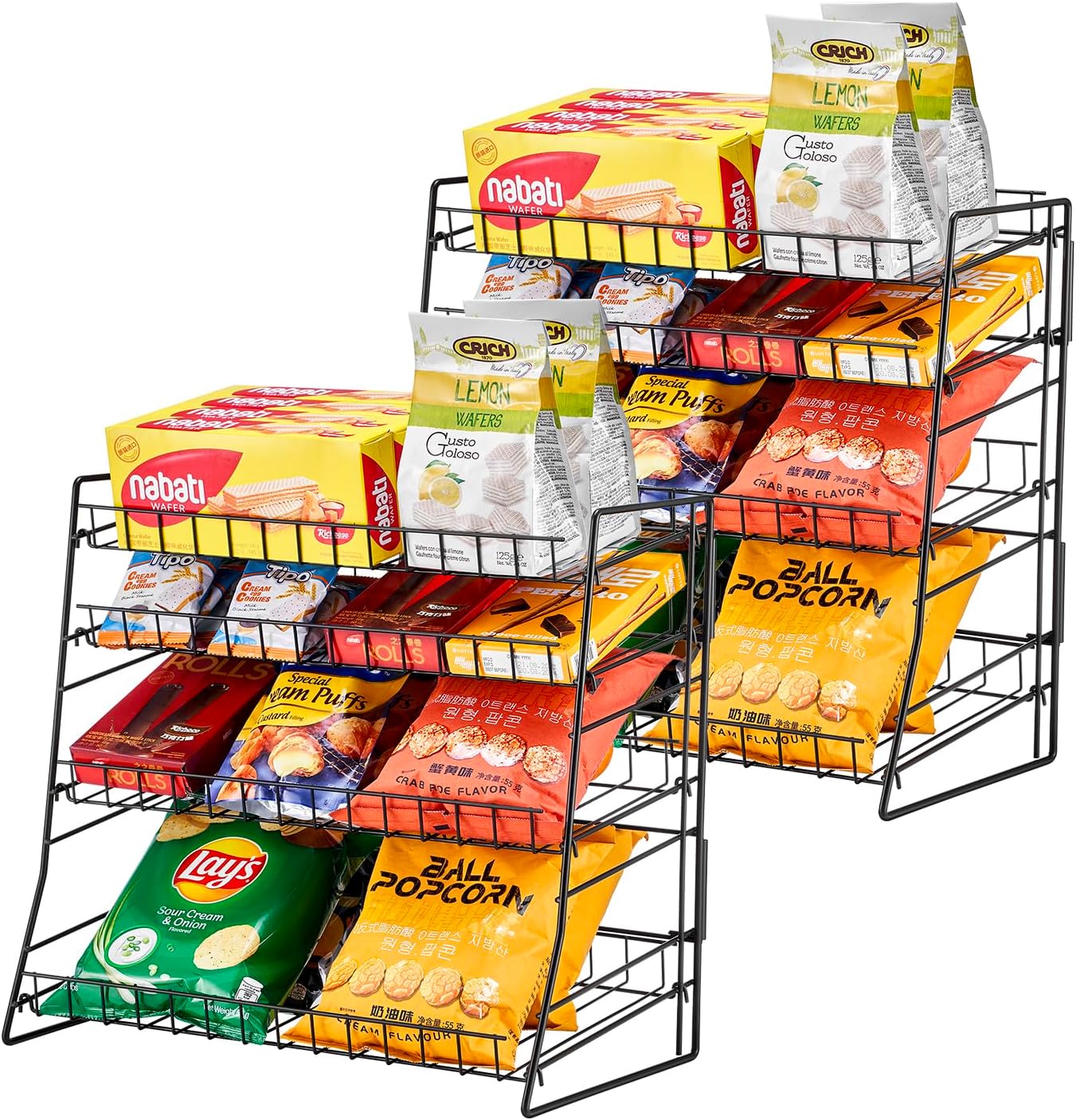 Amazon.com - 3 Tier Stackable Snack Organizers with 3 Divinder 5 Hooks ...