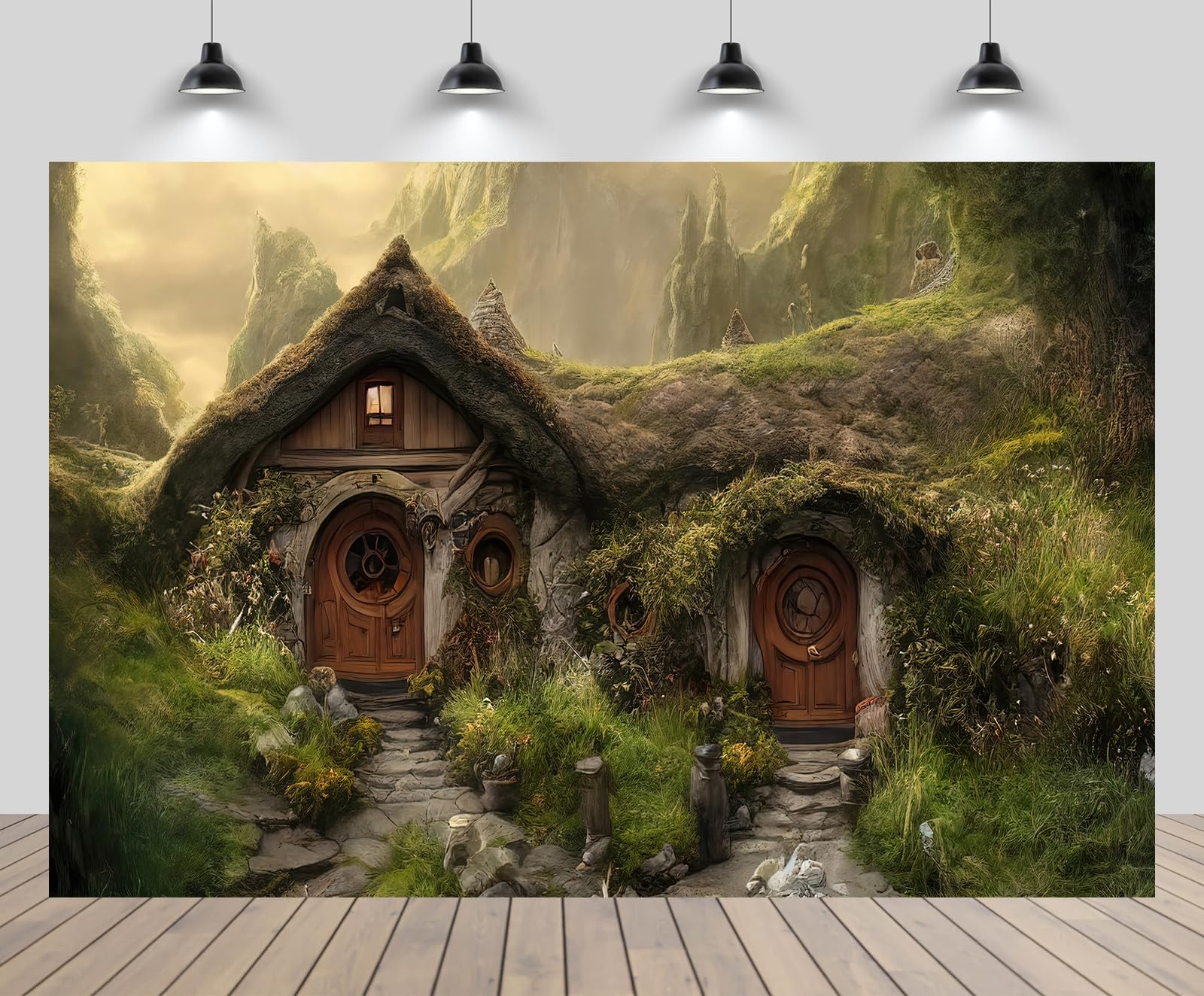 Amazon.com : CHNYWORK 7ftx5ft Hobbit Backdrop Medieval Hobbit Village ...