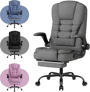 Fabric Office Computer Chair, Ergonomic High Back Desk Chair, Big and ...