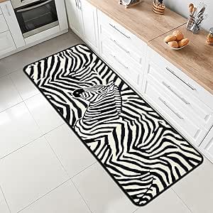 Amazon.com: Striped Animal Print Kitchen Rug Non-Slip Machine Washable ...