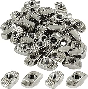 Zorveiio 100Pcs 3030 Series T Nuts Carbon Steel,M5 T Slot Nut Hammer Head Fastener Nut ...