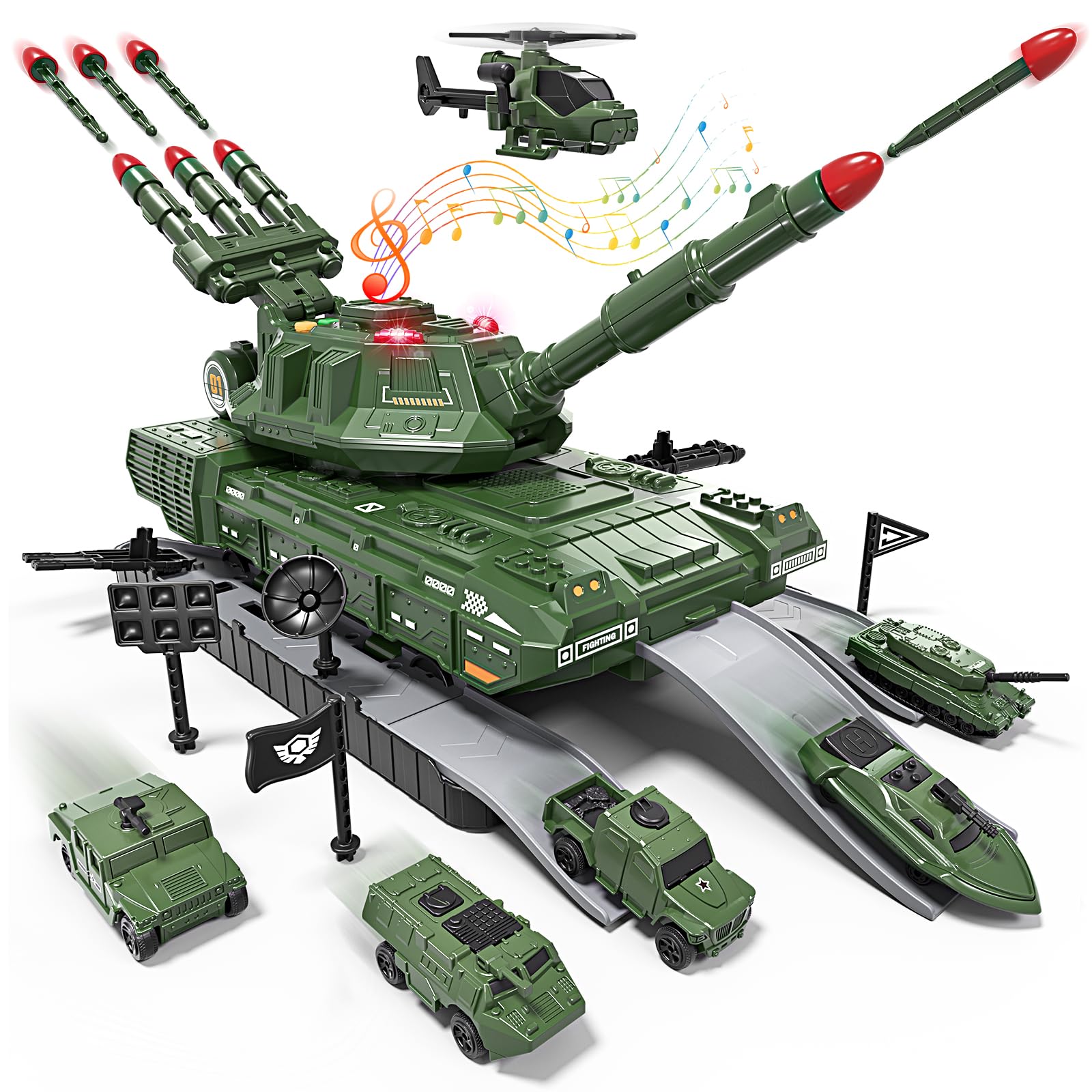 Army Tank Toys for Boys 3 4 5 6 7 8 Years Old, Military Transport Tank ...