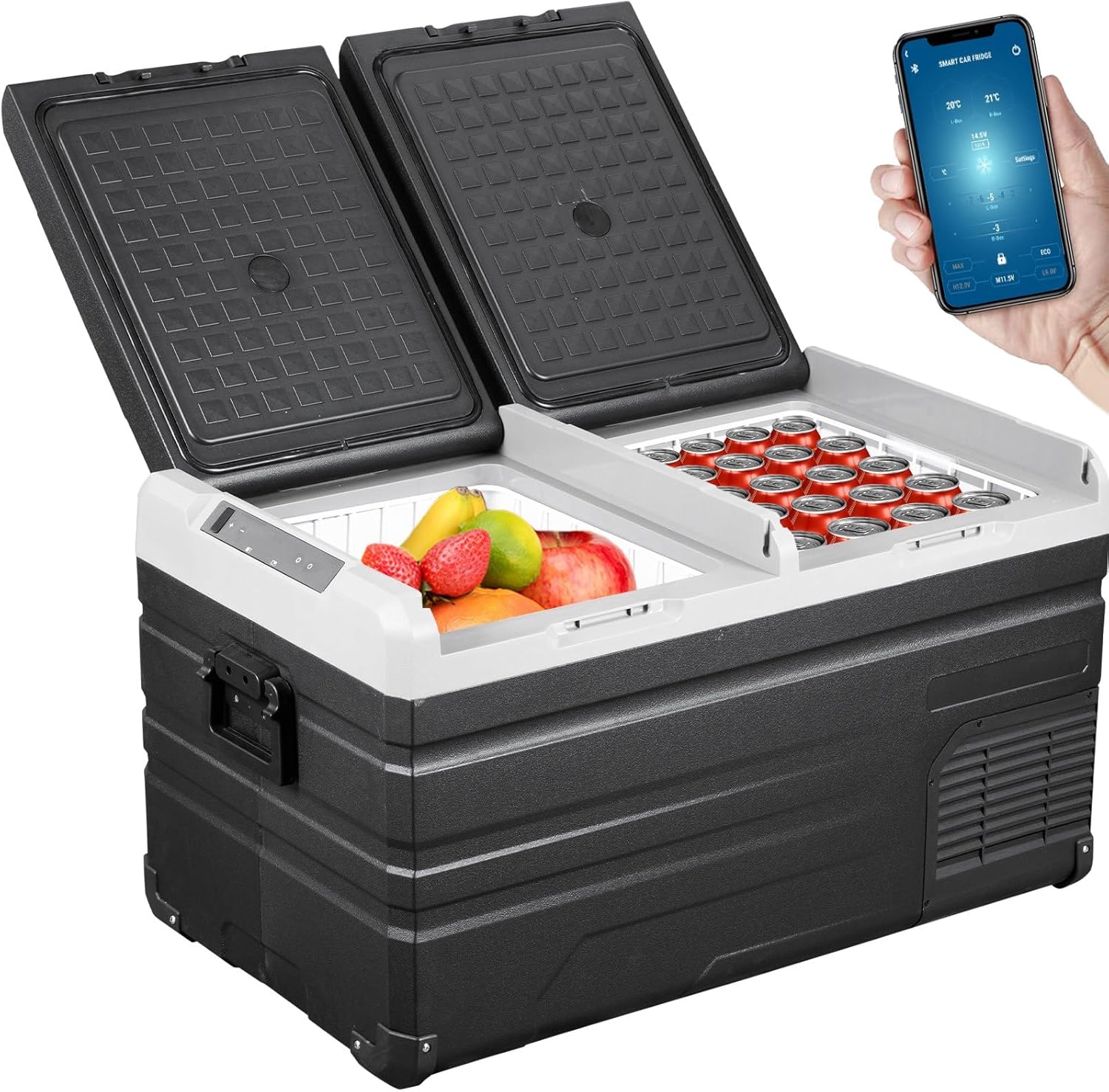 Amazon.com: FITTG 80 Quart Dual Door Chest Refrigerator 12/24V DC & 110 ...